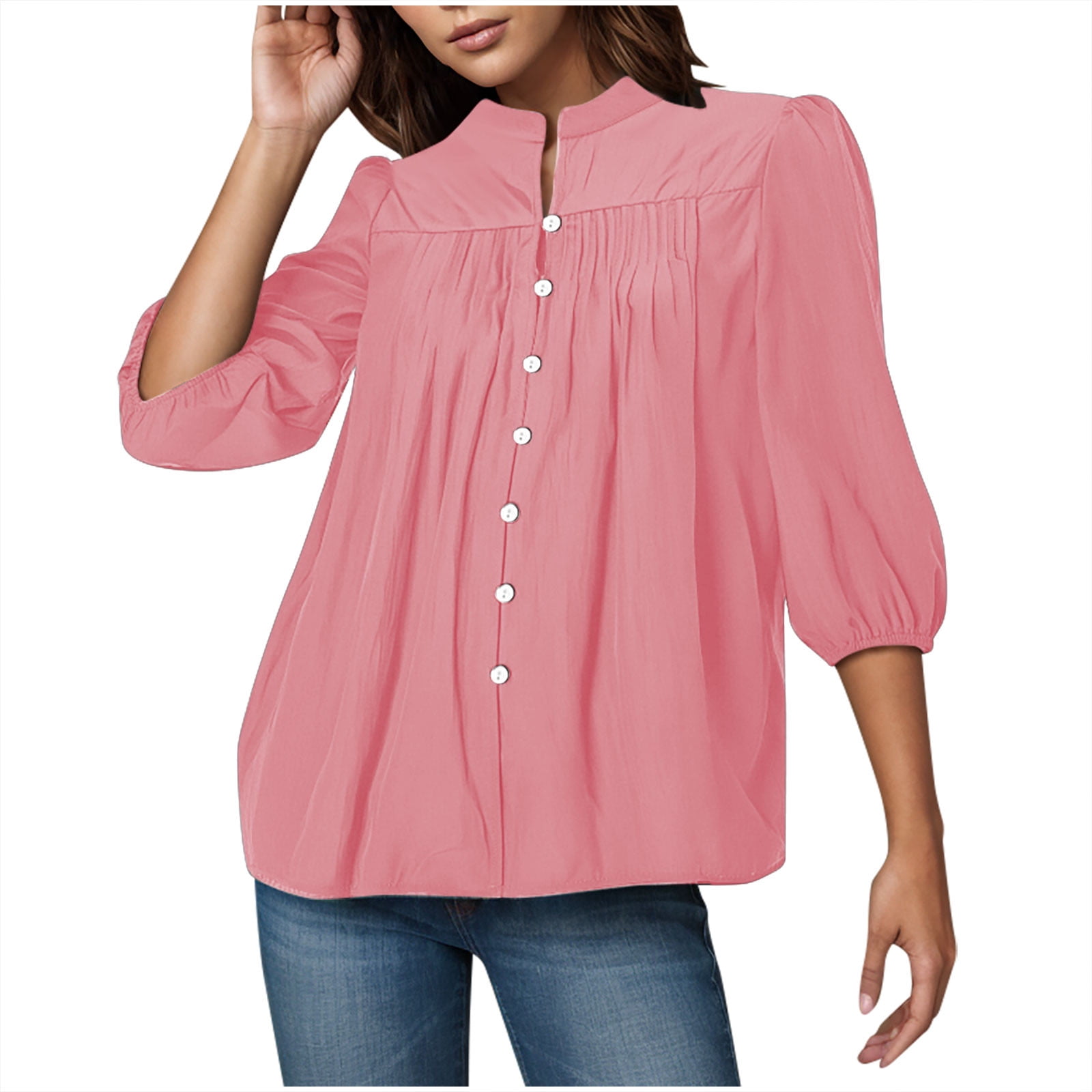 Cotton T-Shirts For Women Sevevn Women's Short Lantern Sleeve Loose ...