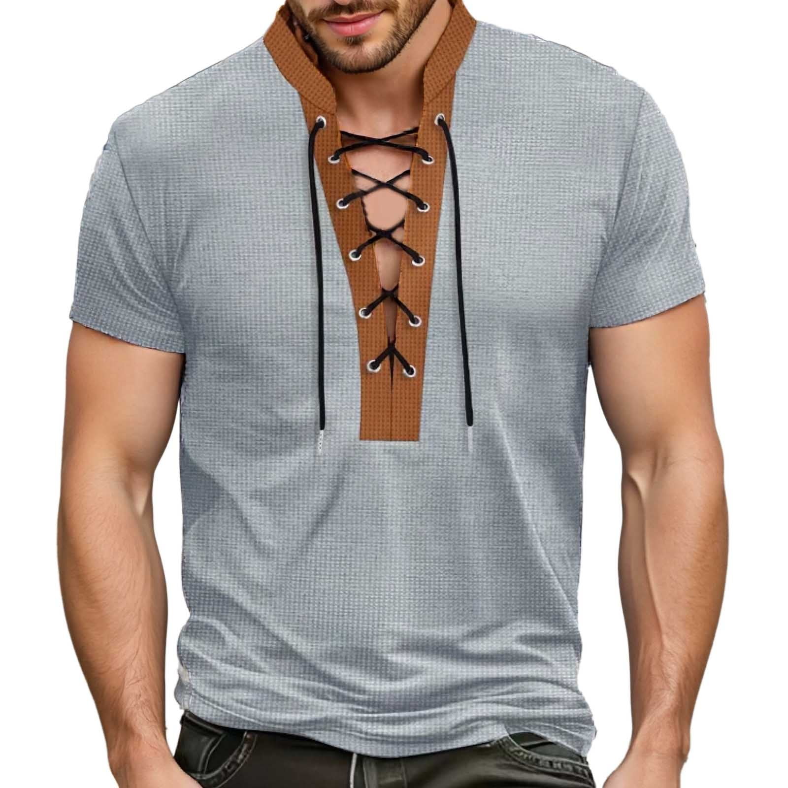 Cotton T Shirts Men Braided Design With Color Block Fabric Pairing With ...