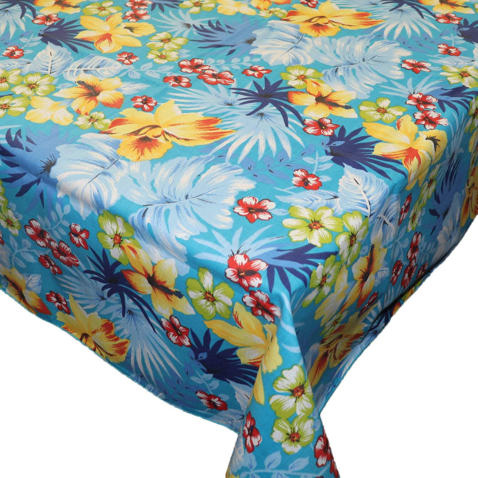 Cotton Tablecloth Floral Print Tropical Hawaiian Aqua - Walmart.com