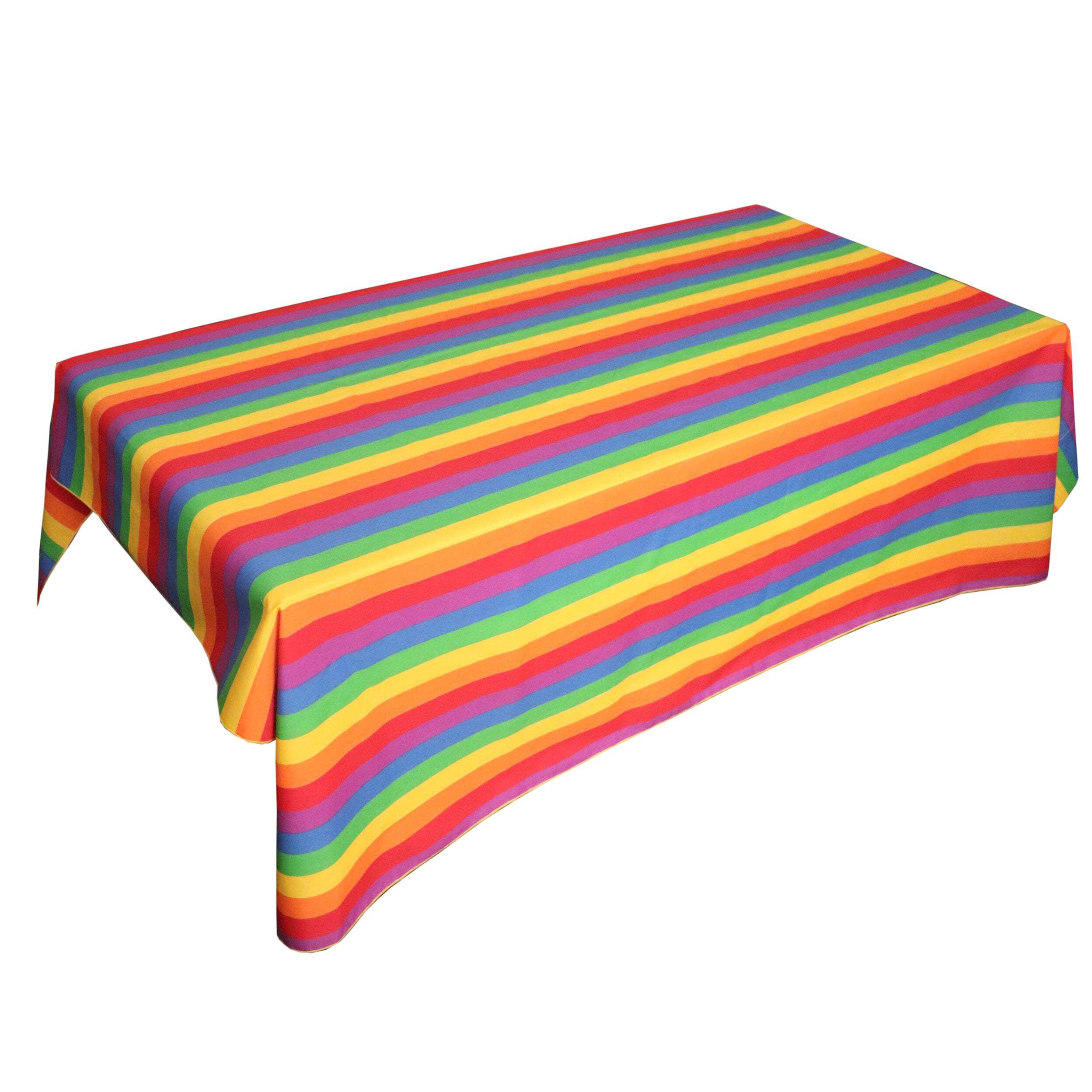 Cotton Tablecloth Stripes Print / 1 Inch Wide Stripe Rainbow - Walmart.com