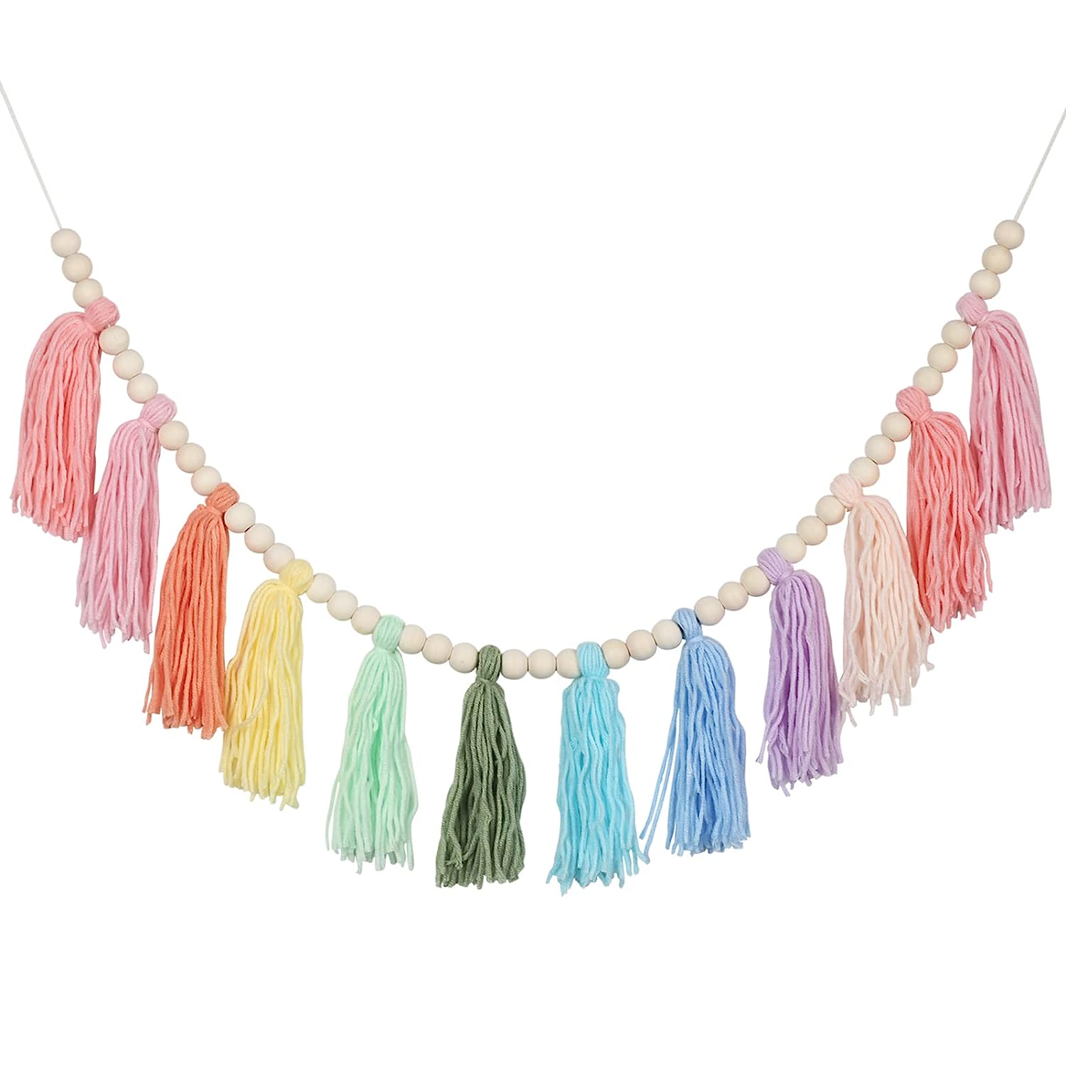 Cotton Tassel Garland Banner Colorful Birthday Decor Party Backdrop ...