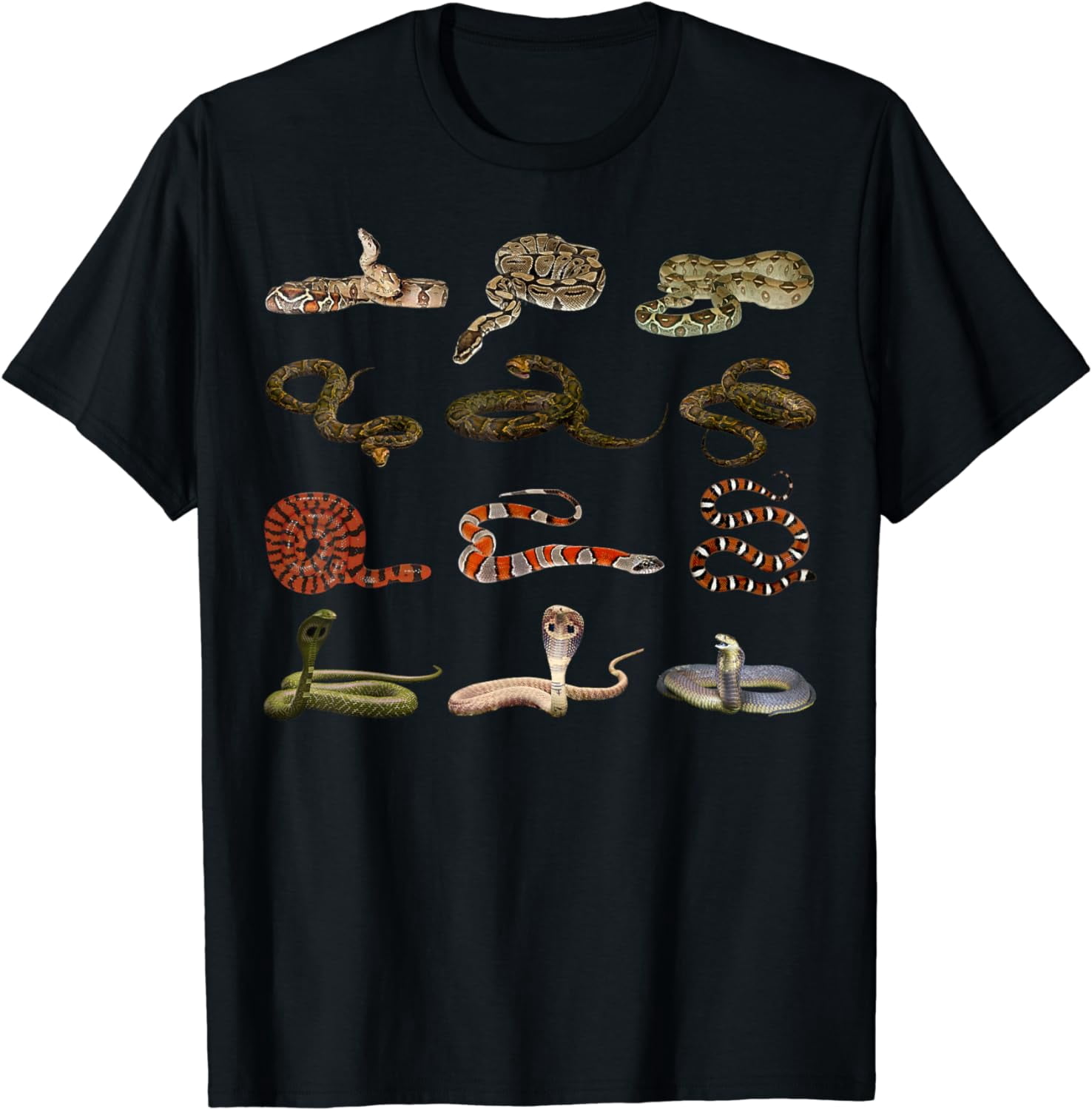 Cotton Tee Different Types Of Snakes Boys Girl Educational Serpent T ...