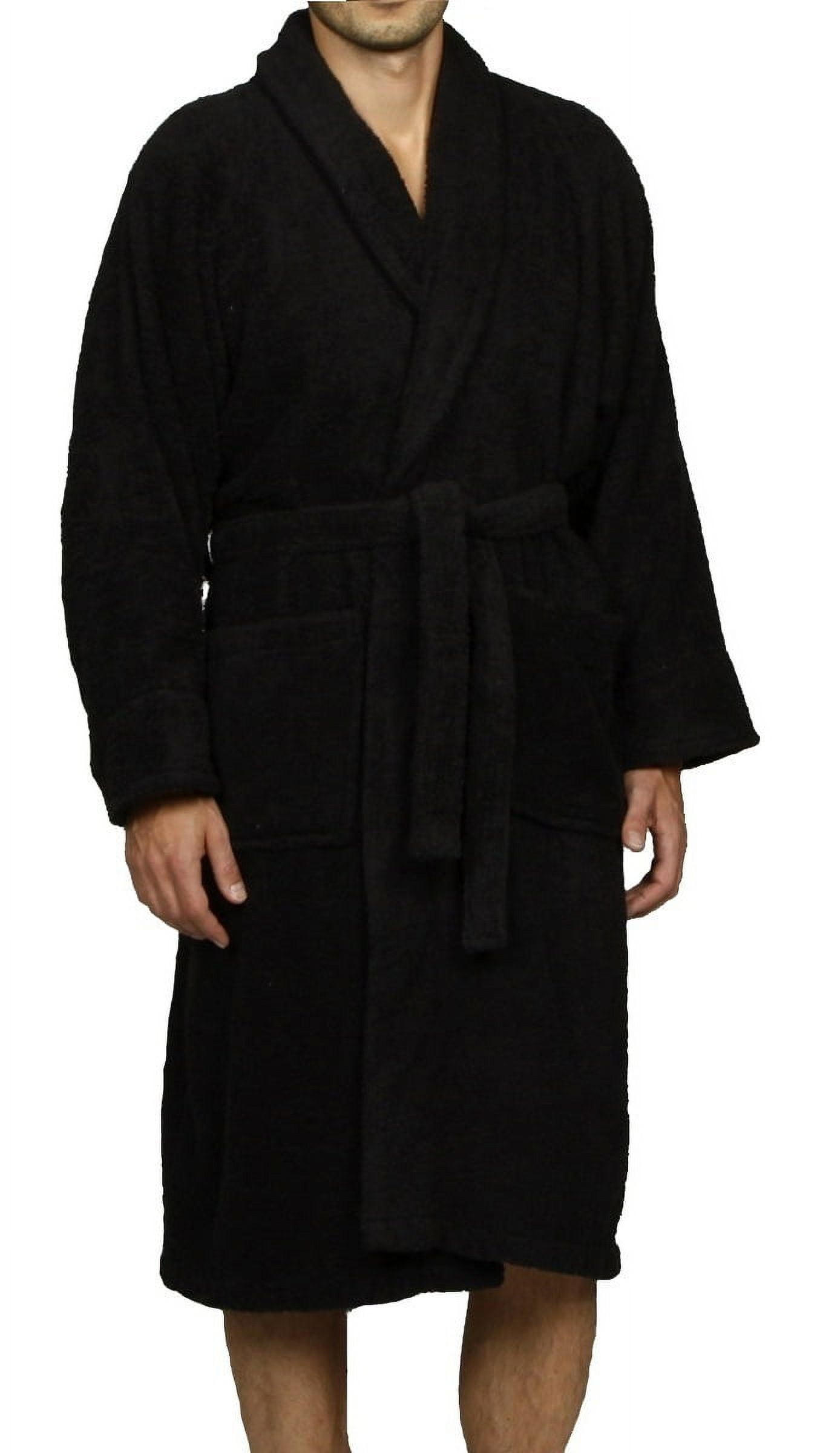 Cotton Terry Lightweight Bathrobe - Large - Black - Walmart.com