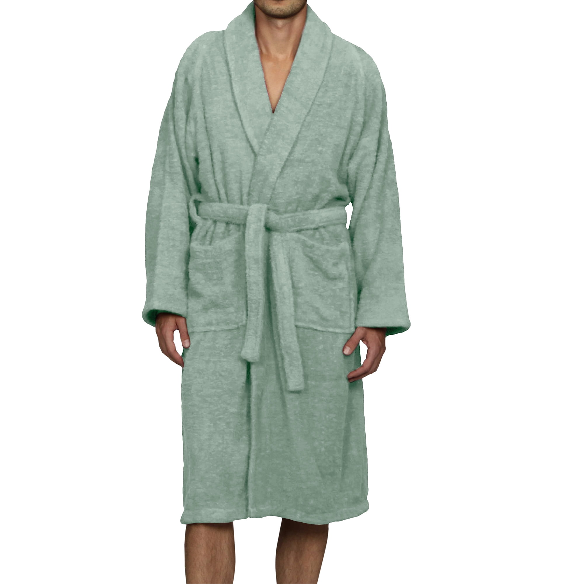 Cotton Terry Adult Unisex Soft Lightweight Bathrobe, Small, Sage ...