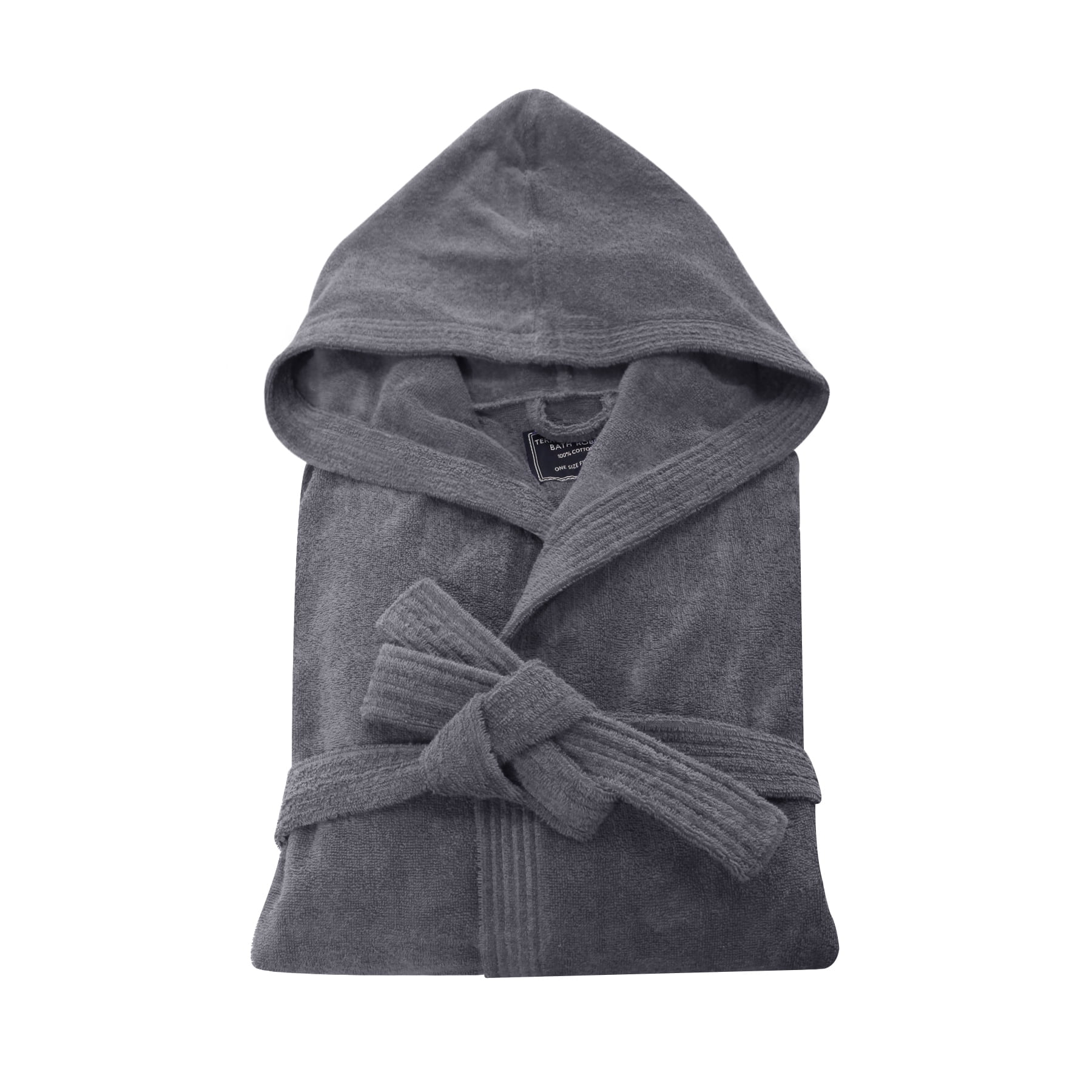 Absorbent Cotton Terry Cloth Bathrobe for Men & Women, Hooded Full ...