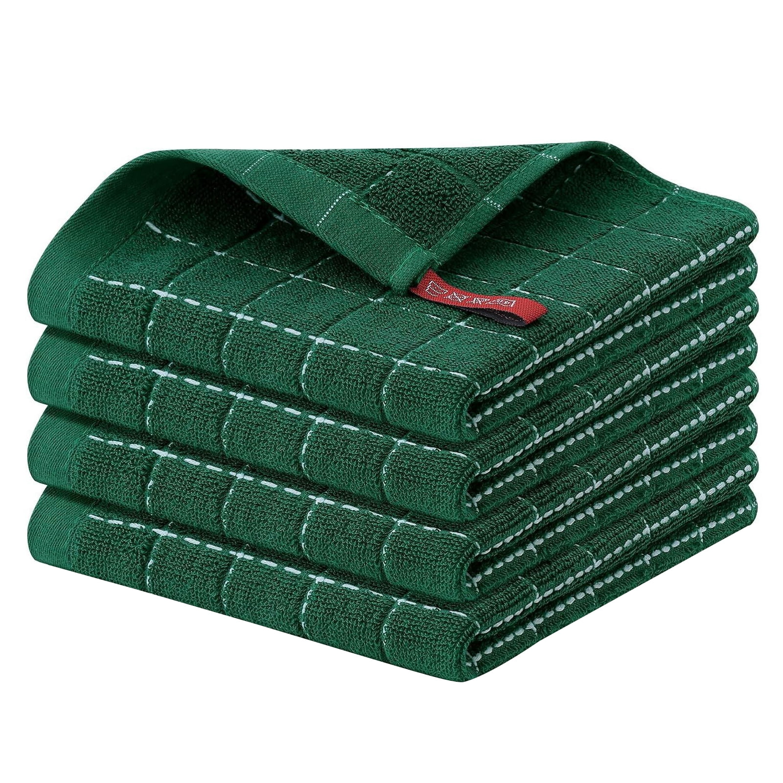 Cotton Terry Kitchen Towels(12*12inches), Checkered Designed, Soft and ...