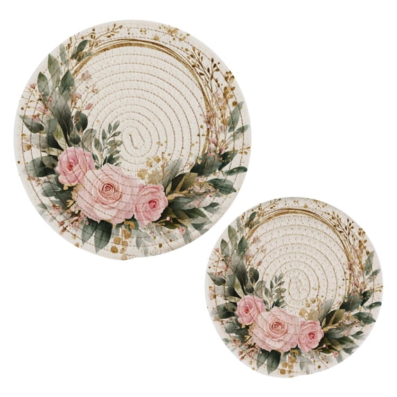 Cotton Thread Weave Hot Pot Holders Multi-use Hot Mats Non-Slip ...