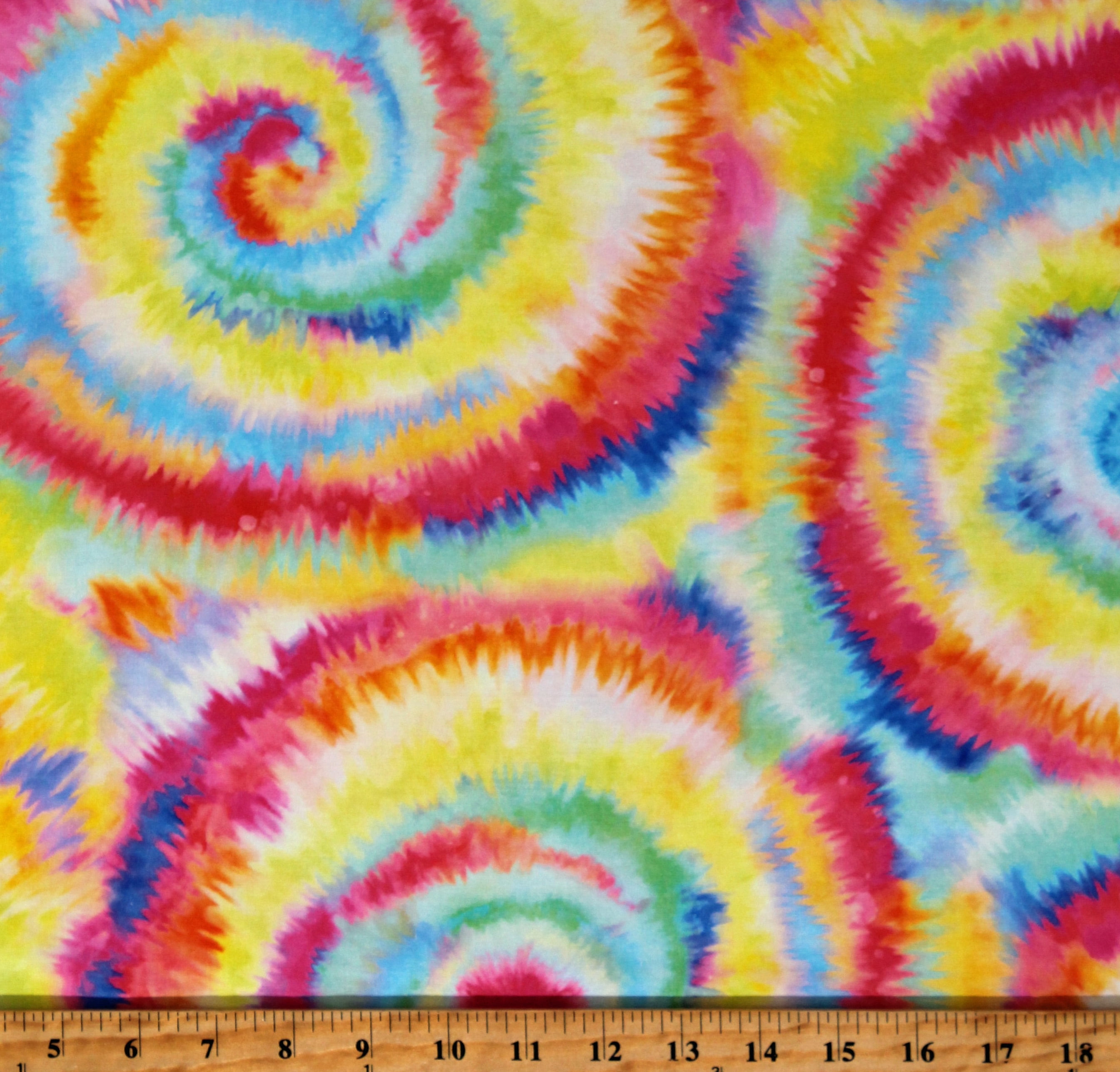 Cotton Tie Dye Look Rainbow Tie-Dye Swirls Whimsy Wonderland by Momo Multi-Color Cotton Fabric ...