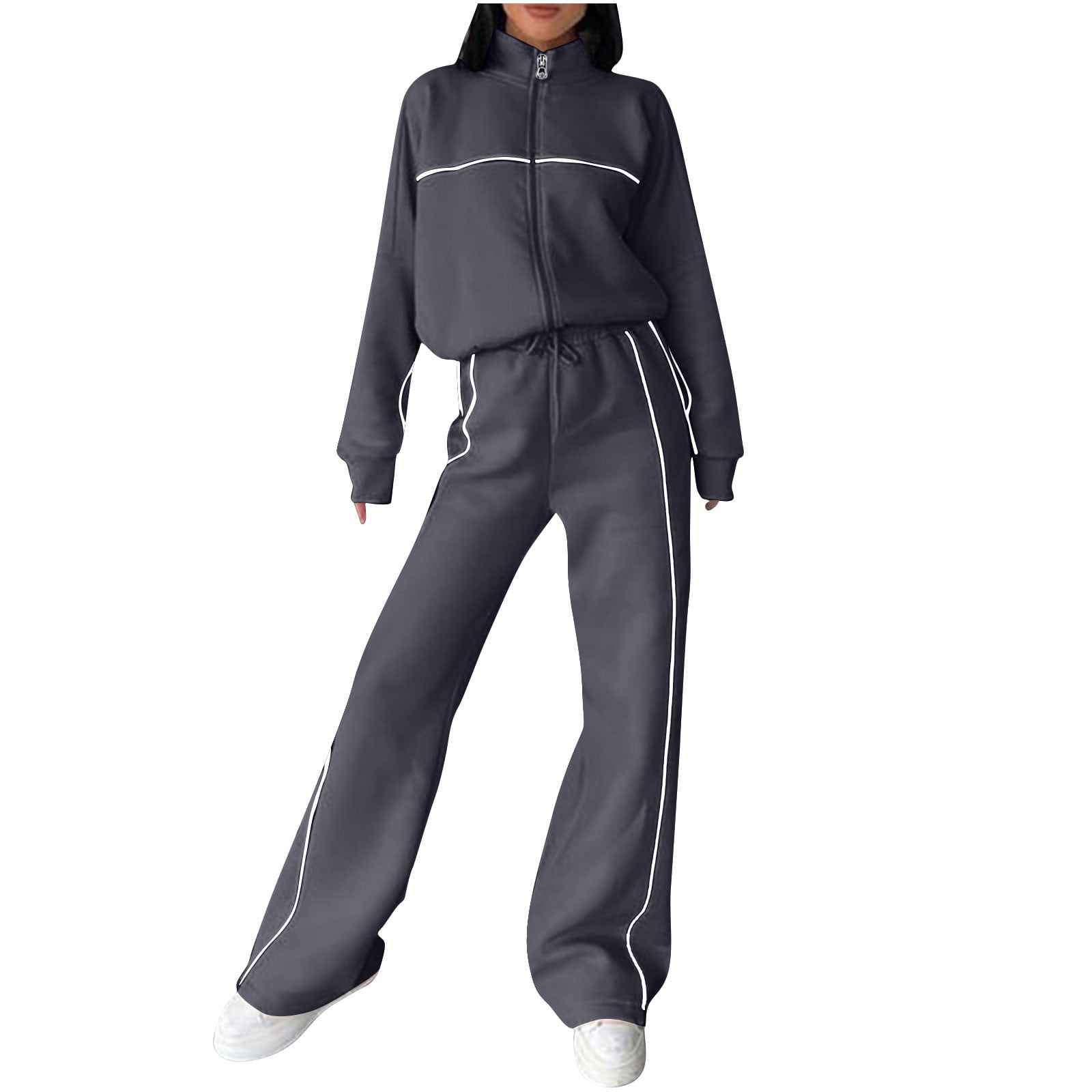 Cotton Tracksuits Womens 2 Piece Fall Winter Sports Outfits Full Zip ...