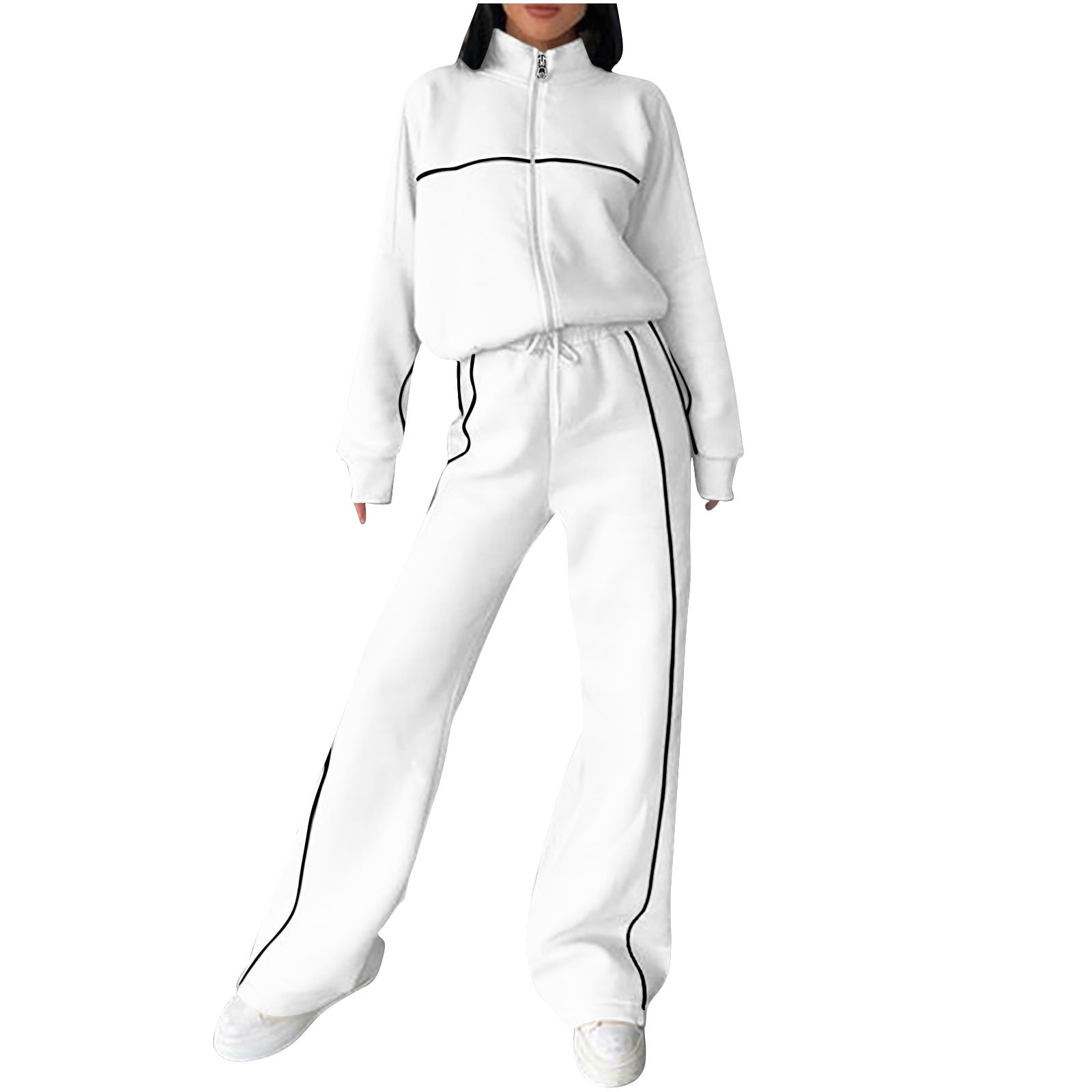 Cotton Tracksuits Womens 2 Piece Fall Winter Sports Outfits Full Zip ...