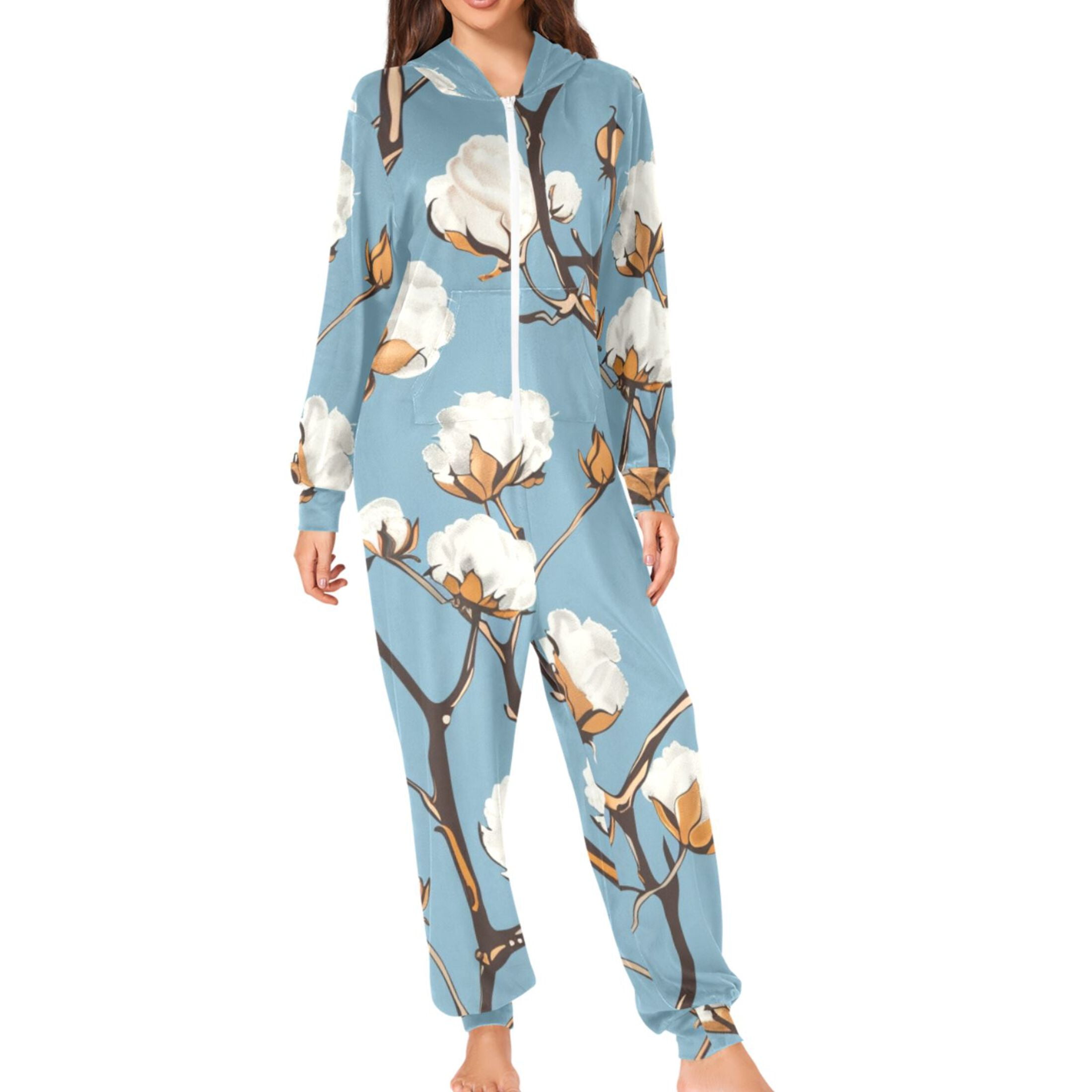 Cotton Tree Oil Painting Adult's Hoodie Onesie Jumpsuit One-Piece ...
