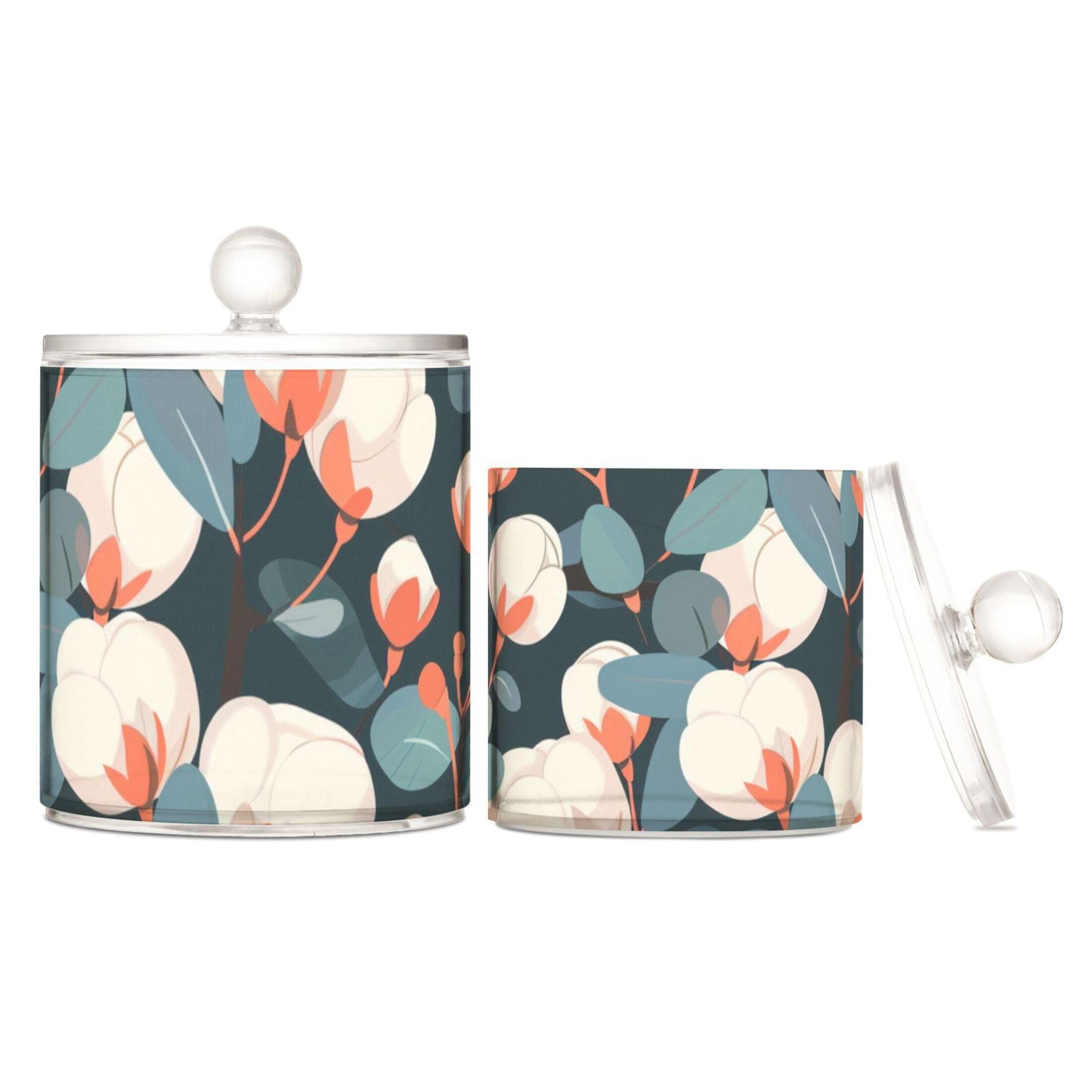 Cotton Trees Leaves Translucent Plastic Cans Storage Canisters with Lid ...