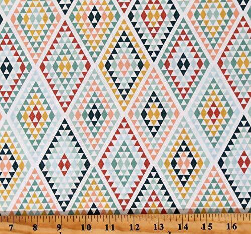 Cotton Triangles and Diamonds Geometric Pattern Dream Weaver Cream ...