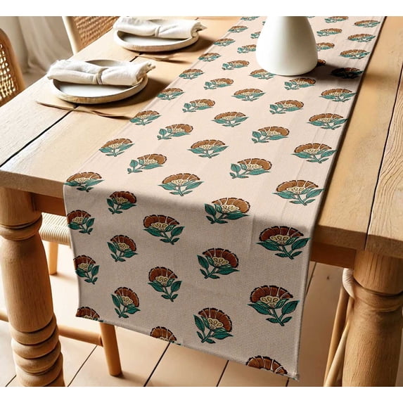 Cotton Twill Table Runner by Vargottam Handcrafted Block Design 14 Wide ...