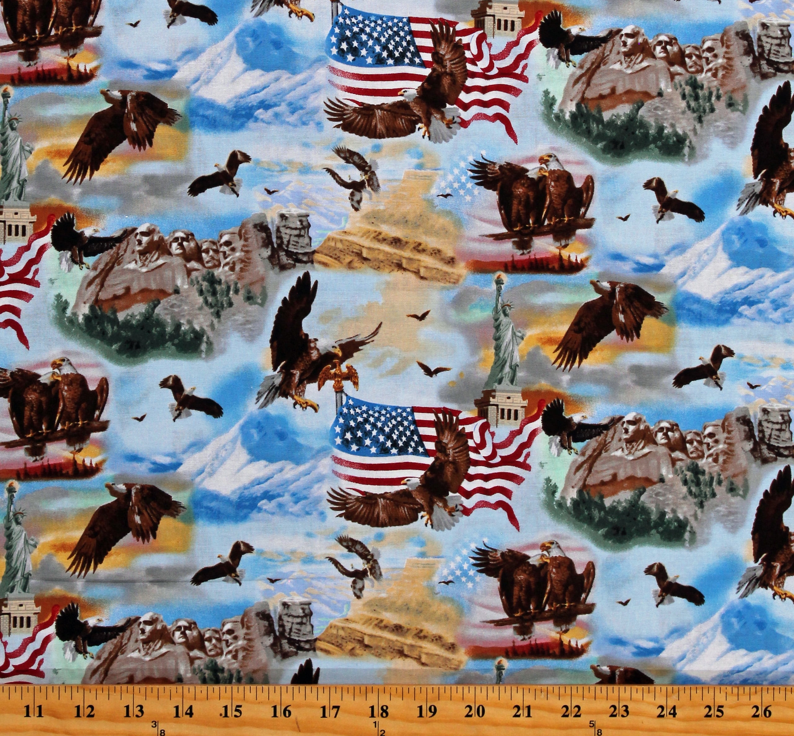 Cotton United States of America USA Patriotic Symbols Statue of Liberty ...