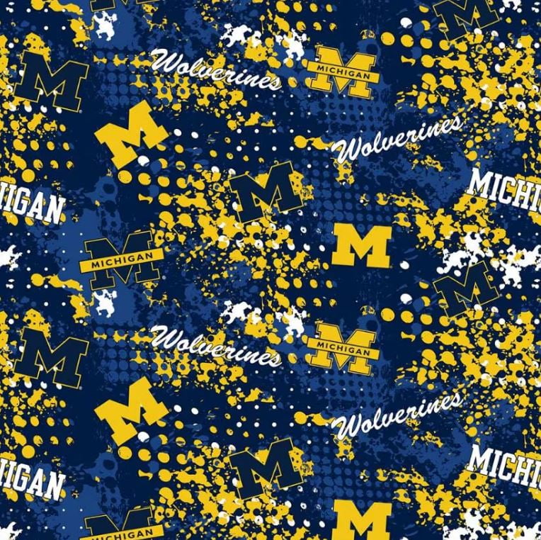 Cotton University of Michigan U of M Wolverines Splatter Cotton Fabric ...