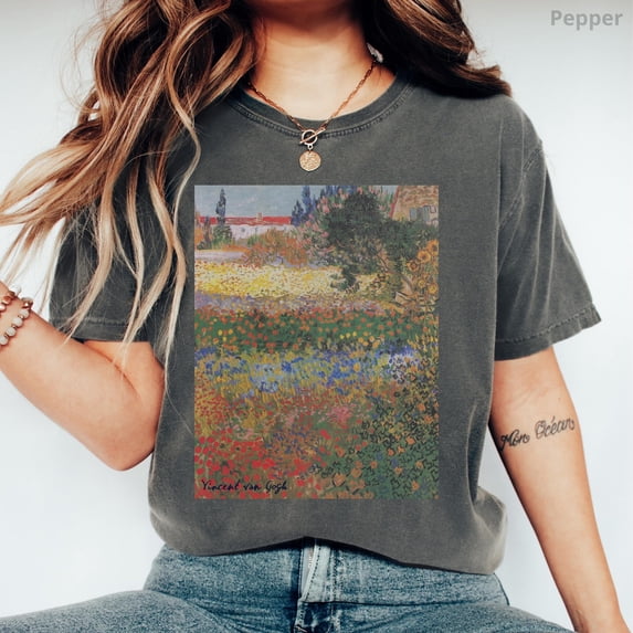 Cotton Van Gogh Shirt Blumengarten Van Gogh TShirt for Women Floral Art ...