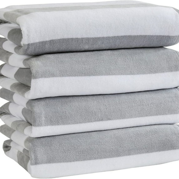 Cotton Velour Stripe Beach Towel Set 30" x 60" - Ultra Soft, Plush ...