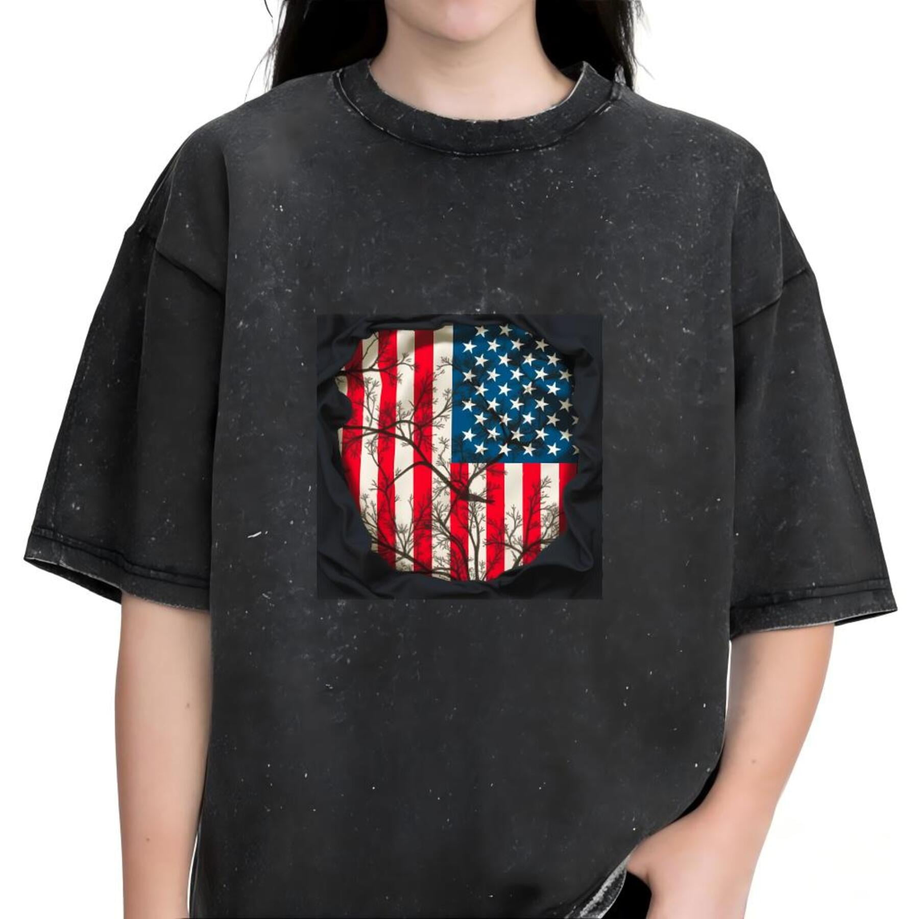 Cotton Vintage Washed Short Sleeve T-Shirt for Women - Distressed ...
