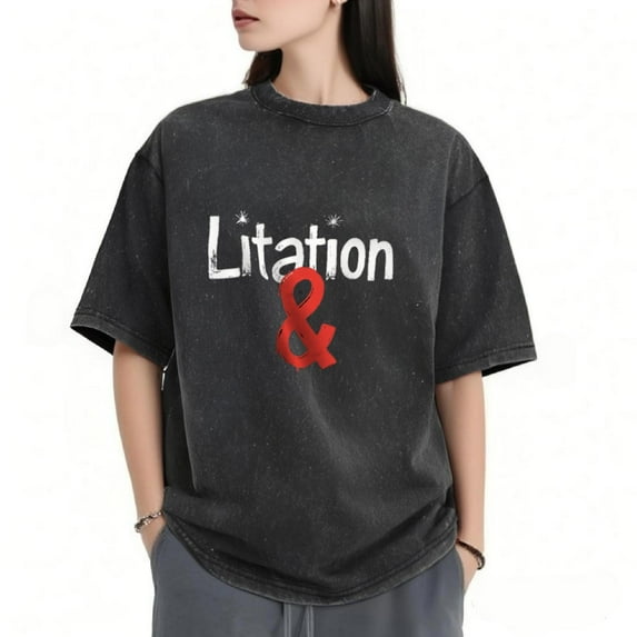 Cotton Vintage Washed Short Sleeve T-Shirt for Women - Distressed Black ...