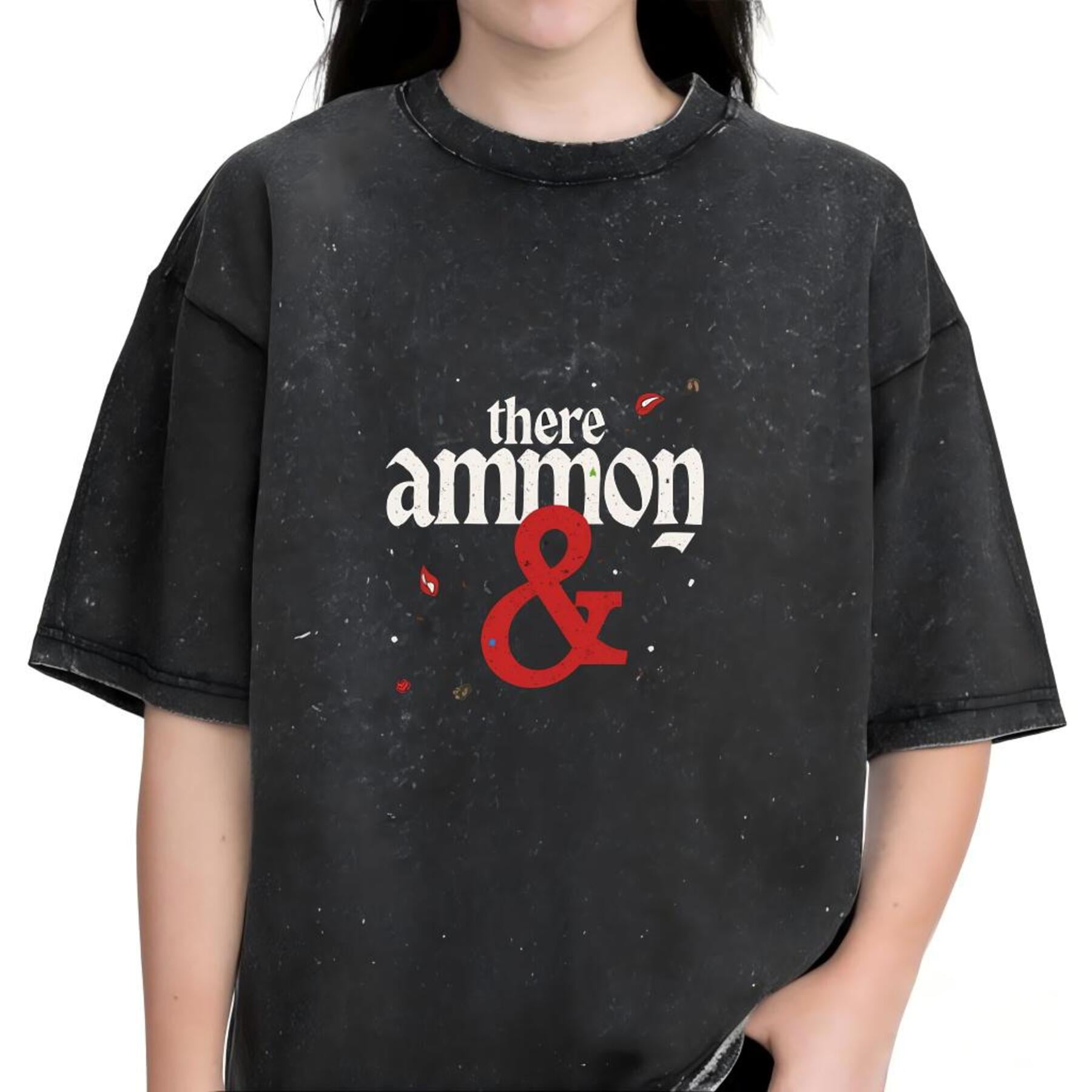 Cotton Vintage Washed Short Sleeve T-Shirt for Women - Distressed Black ...