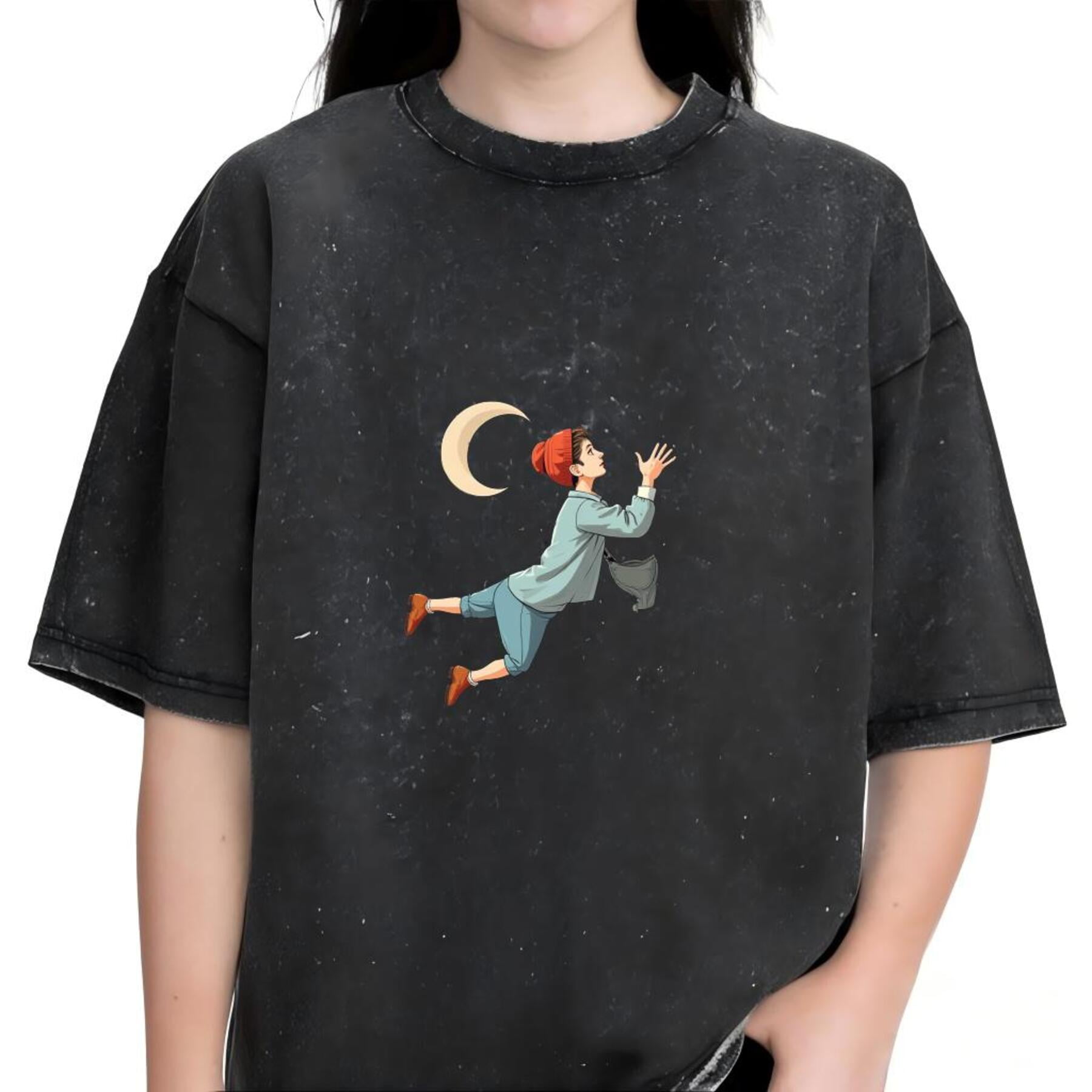 Cotton Vintage Washed Short Sleeve T-Shirt for Women - Whimsical ...