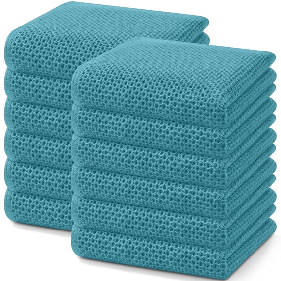Cotton Waffle Weave Kitchen Towels Lake Blue 13 x 28 - 12 Pack ...