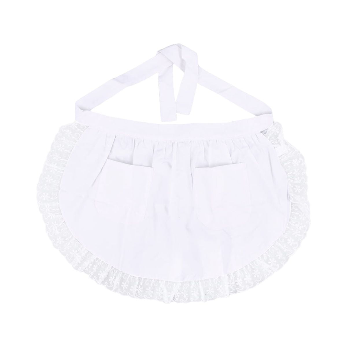 Cotton Waist Apron Lace Short Apron with Pockets for Maid Waitress ...