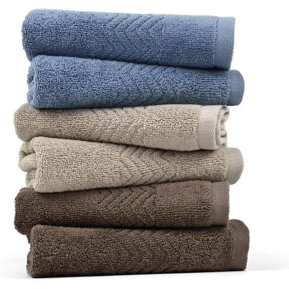 Cotton Washcloths Bath Wash Cloth Set 13 x 13 Inches, 6-Pack Face ...