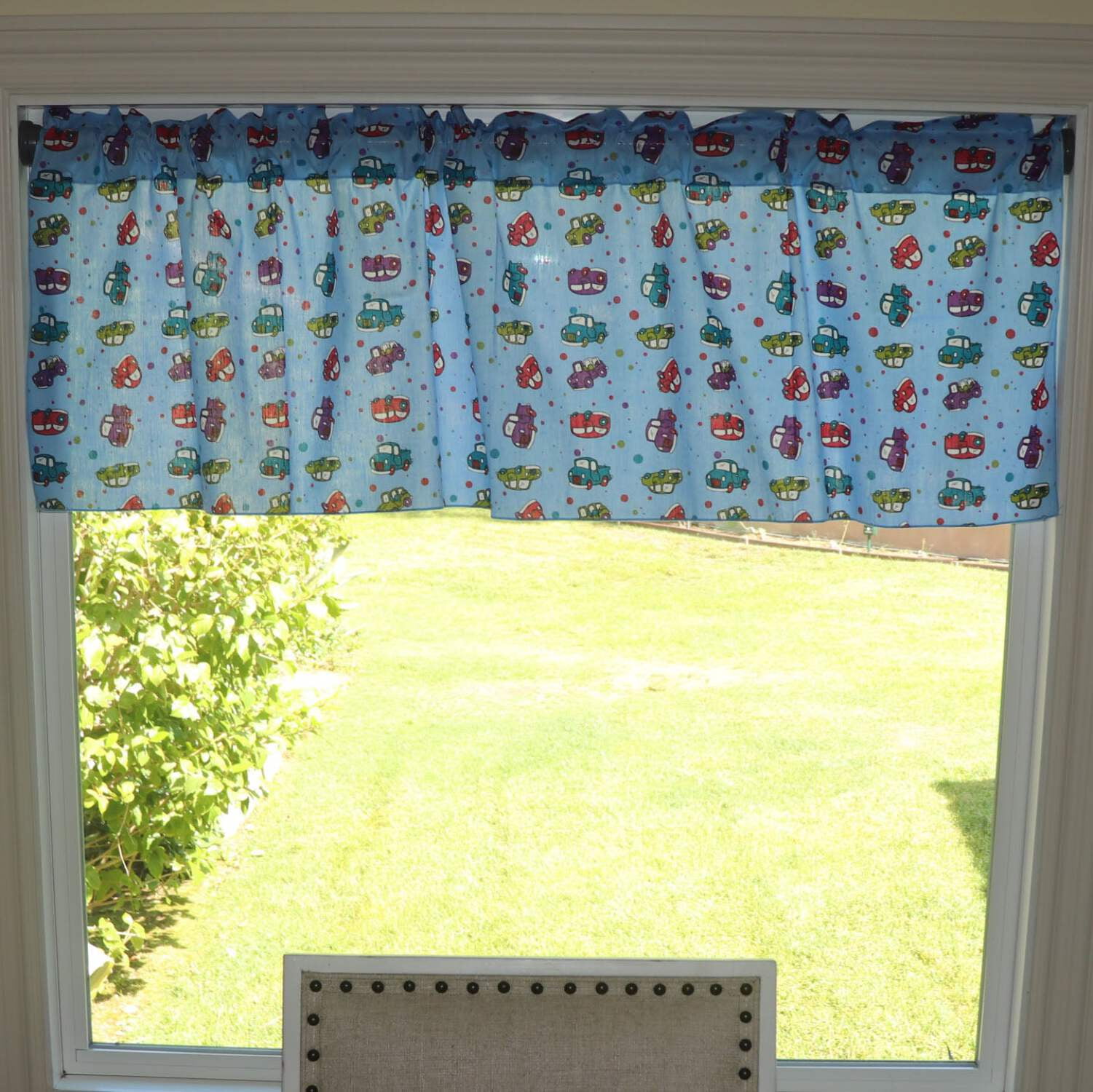 Cotton Window Valance Automobile Print 58 Inch Wide Cars and Trucks ...