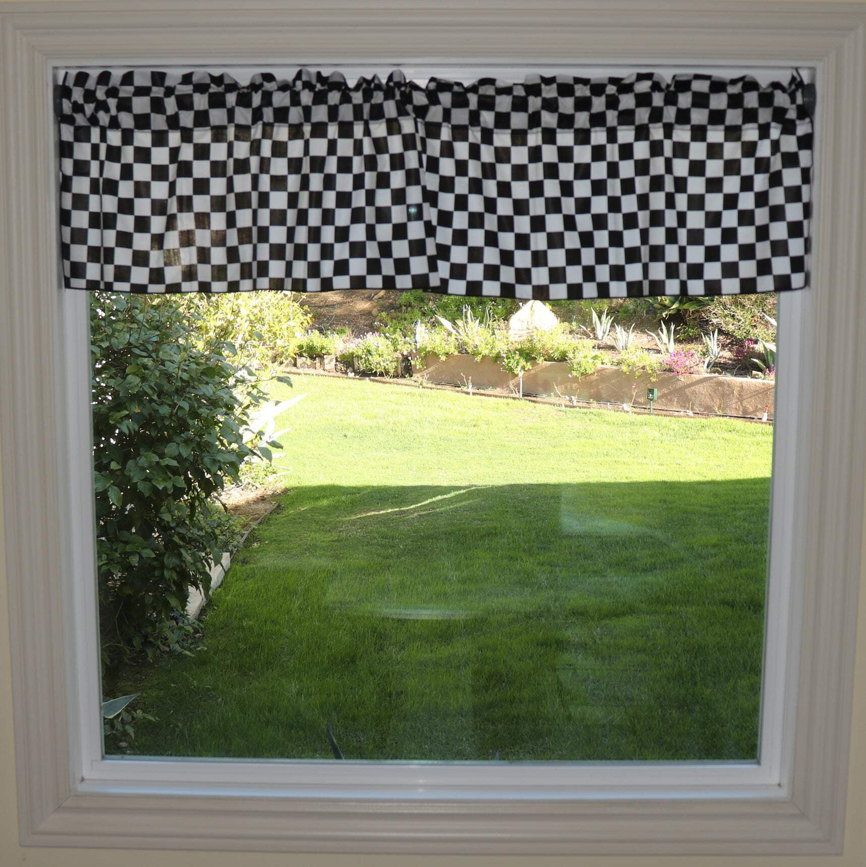 Cotton Window Valance Checkered Print 58" Wide Racecar 1 Inch ...
