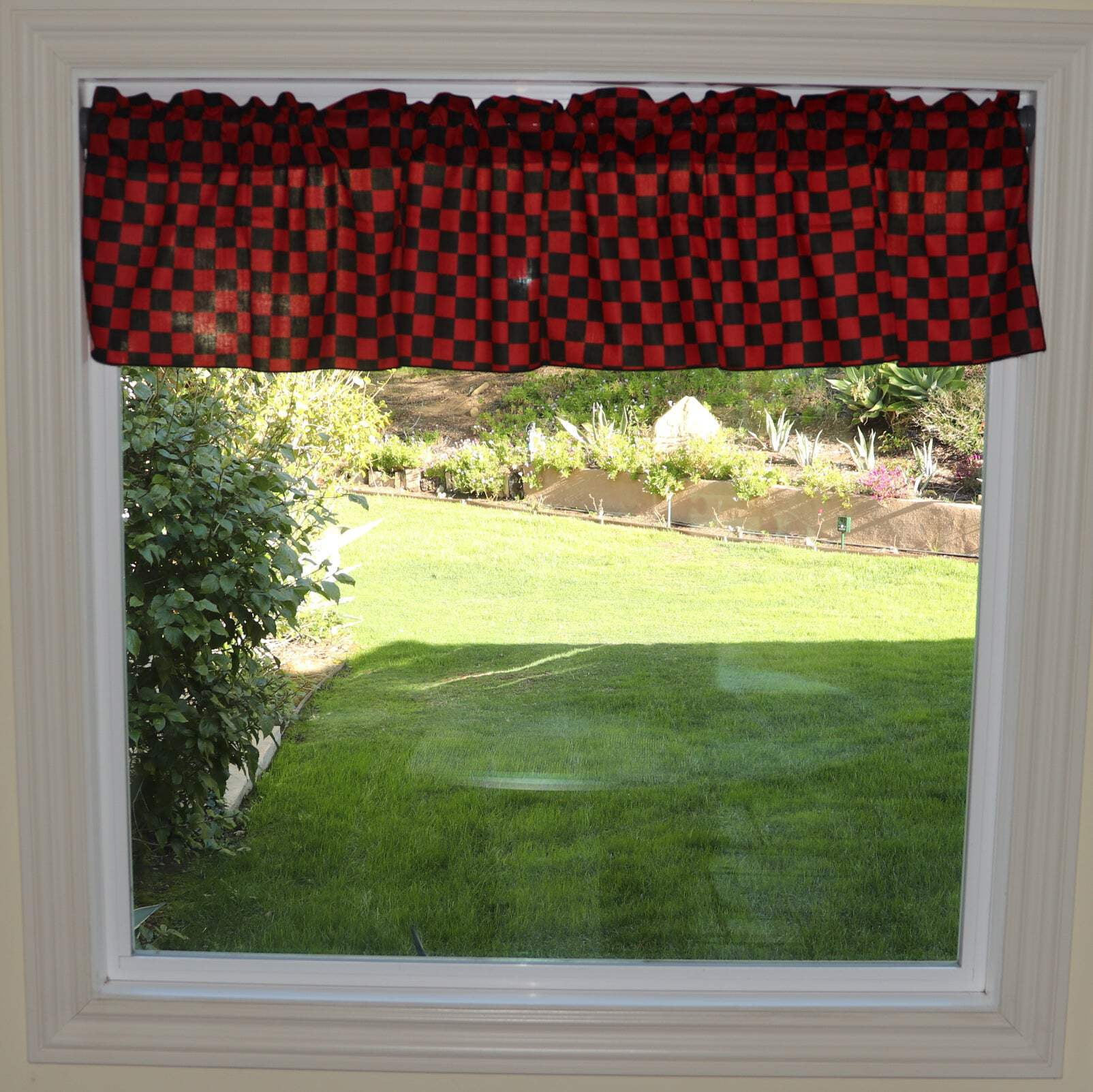 Cotton Window Valance Checkered Print 58" Wide Racecar 1 Inch ...