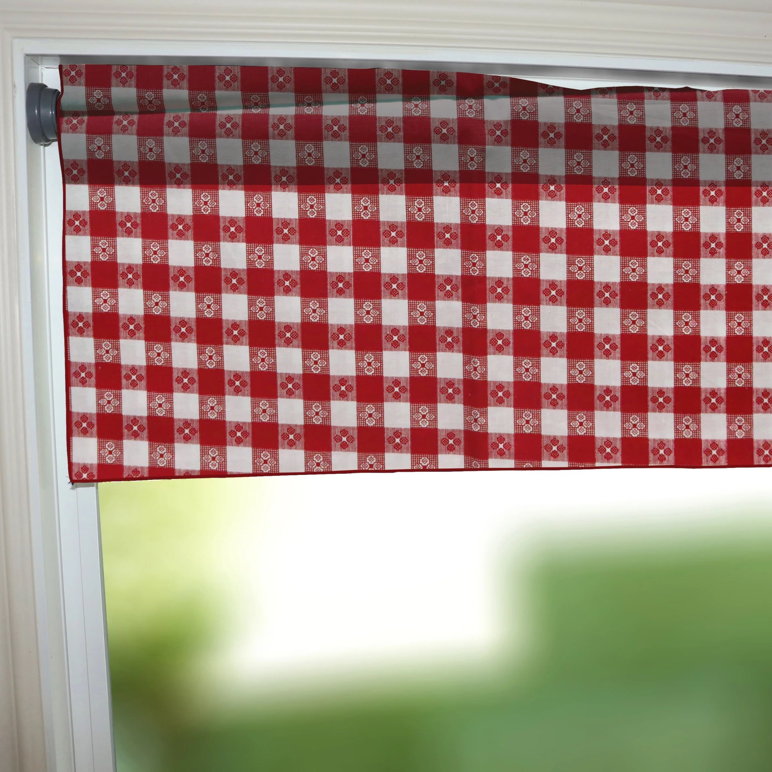 Cotton Window Valance Checkered Print 58" Wide Tavern Check Red ...