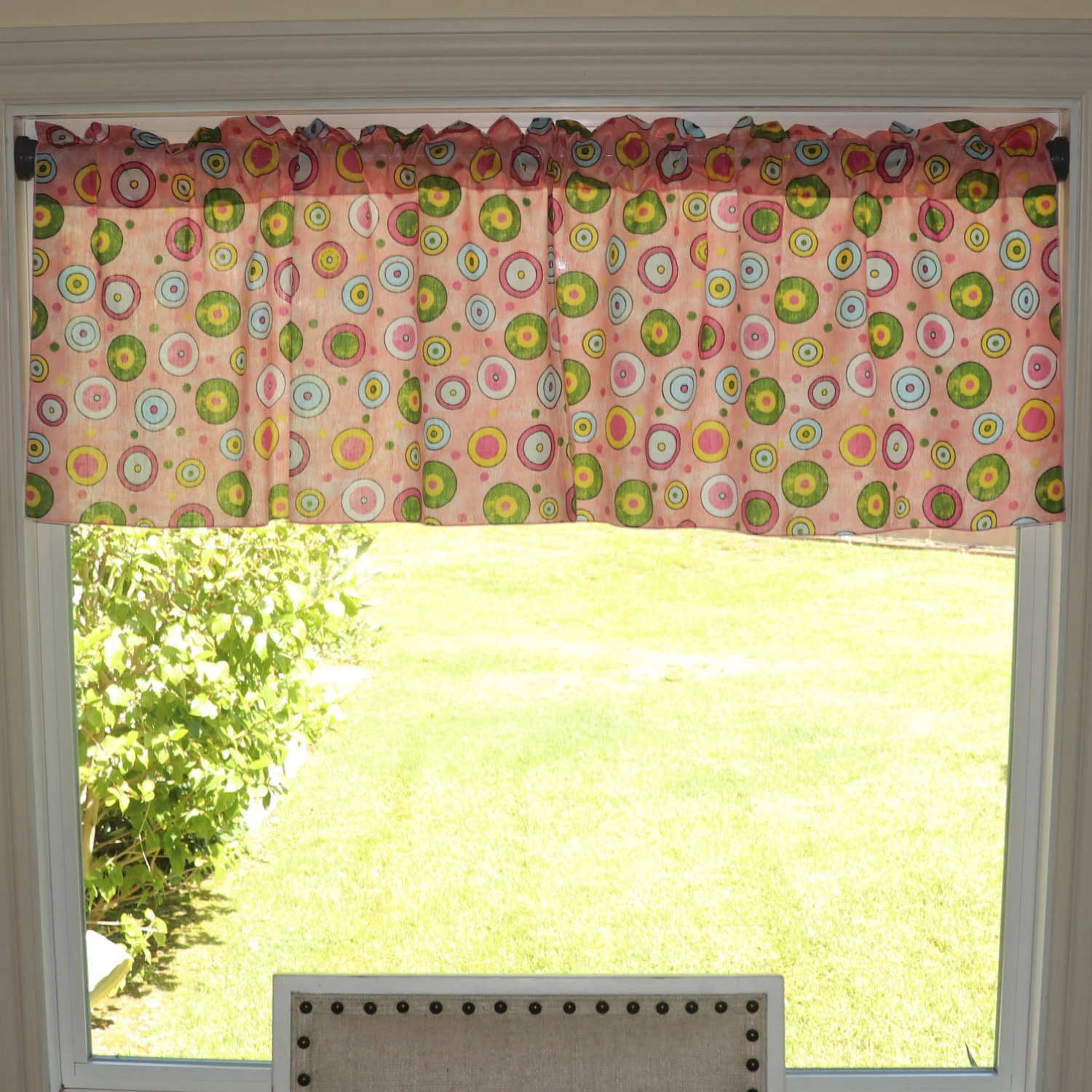 Cotton Window Valance Circles Print 58 Inch Wide Pink - Walmart.com