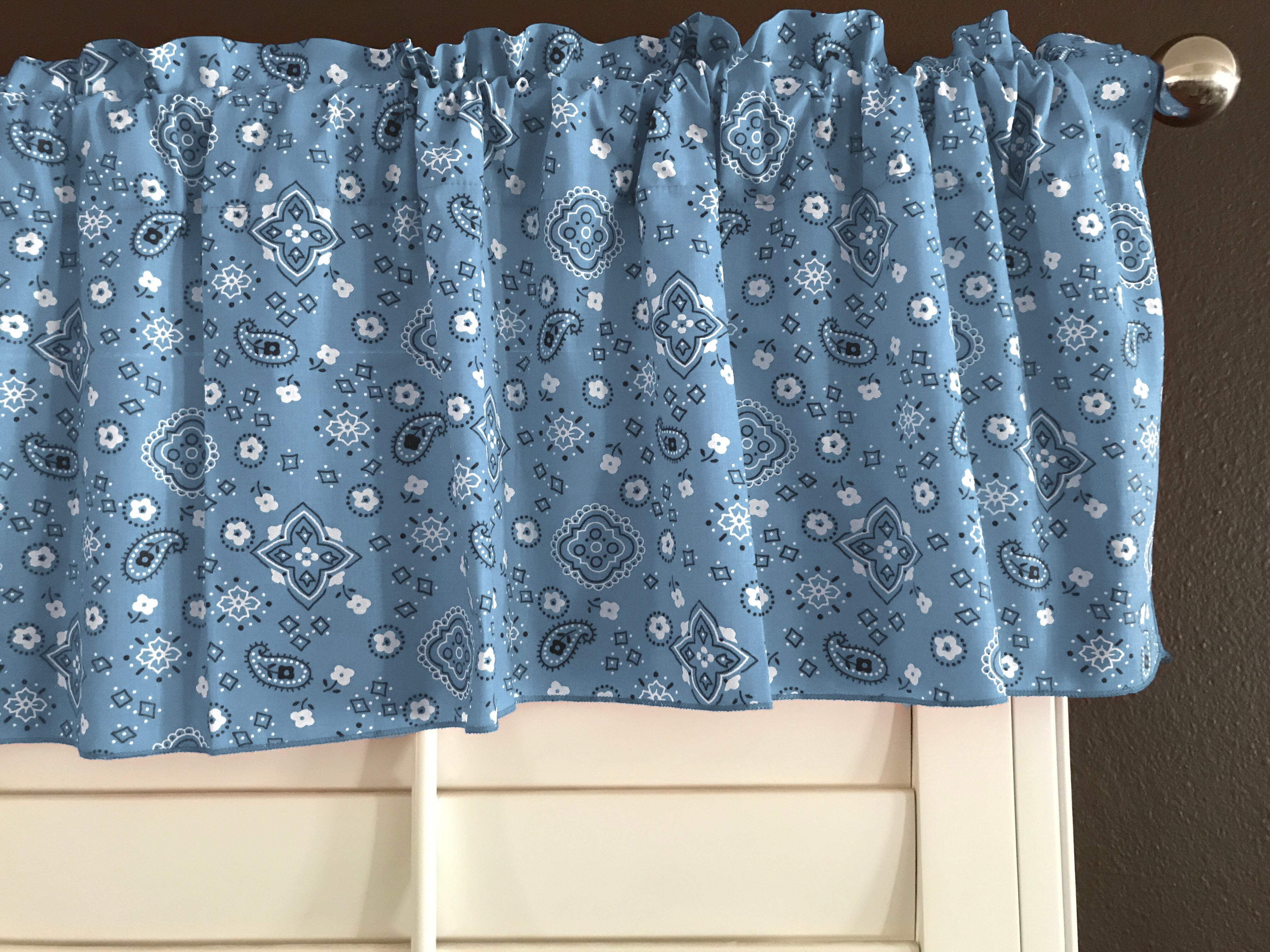 Cotton Window Valance Floral Paisley Bandanna Print 58 Inch Wide Light ...