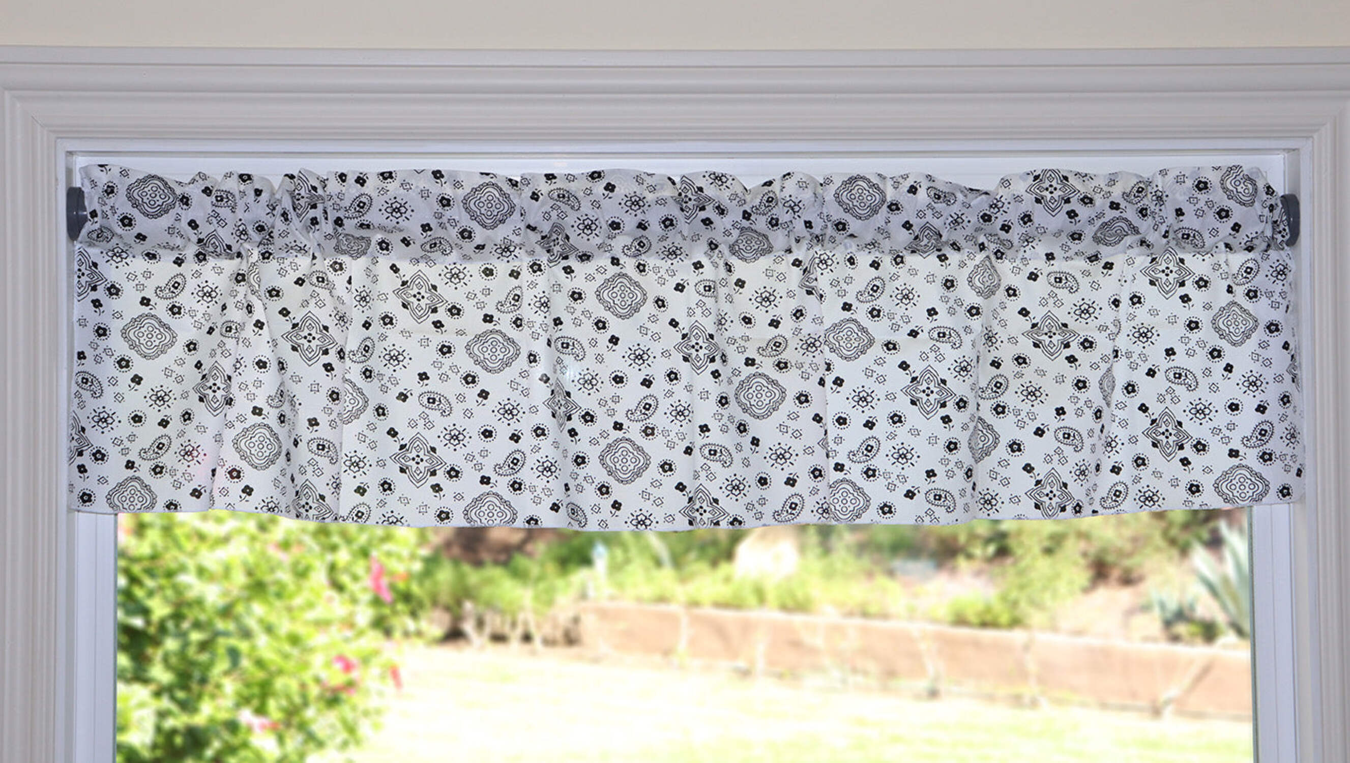 Cotton Window Valance Floral Paisley Bandanna Print 58 Inch Wide White ...