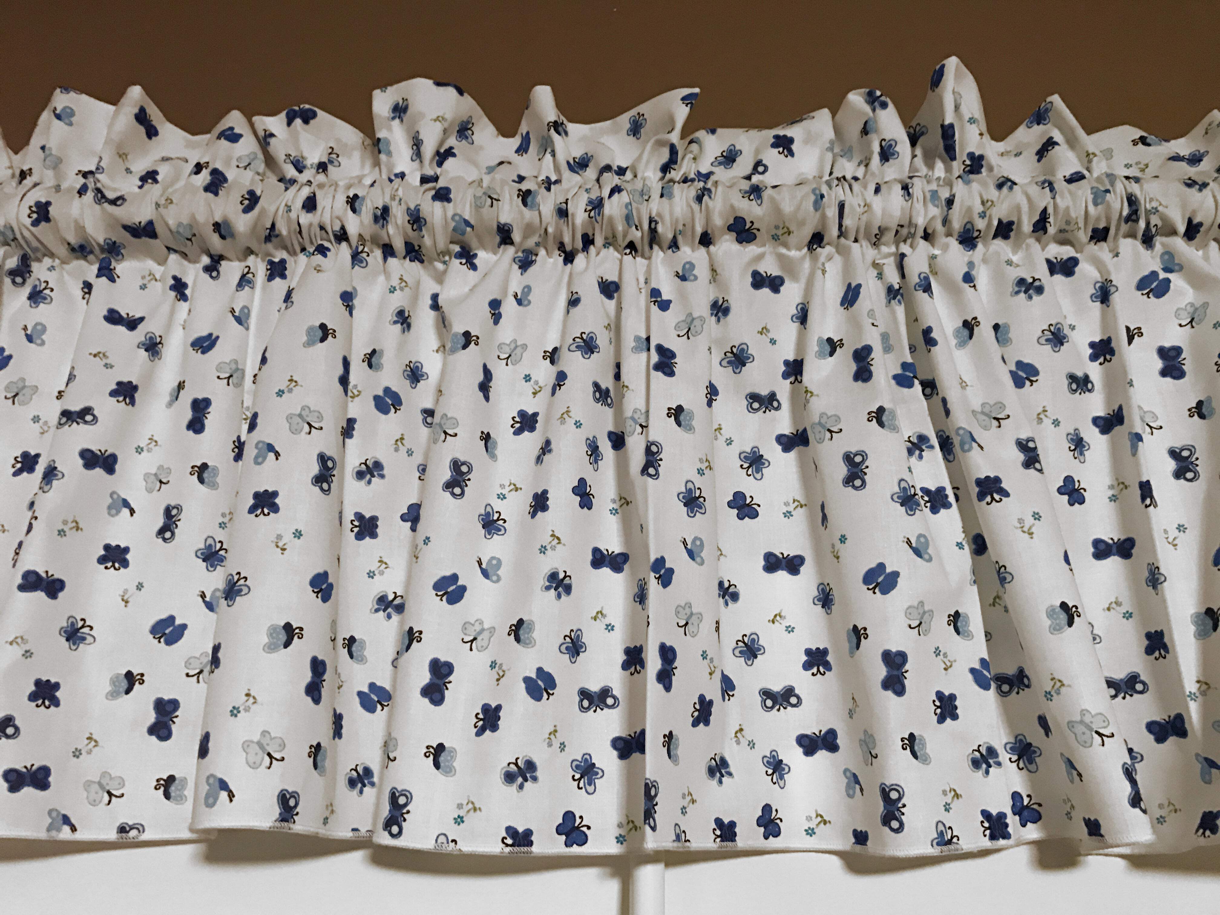 Cotton Window Valance Floral Print 58 Inch Wide Butterfly Blue ...