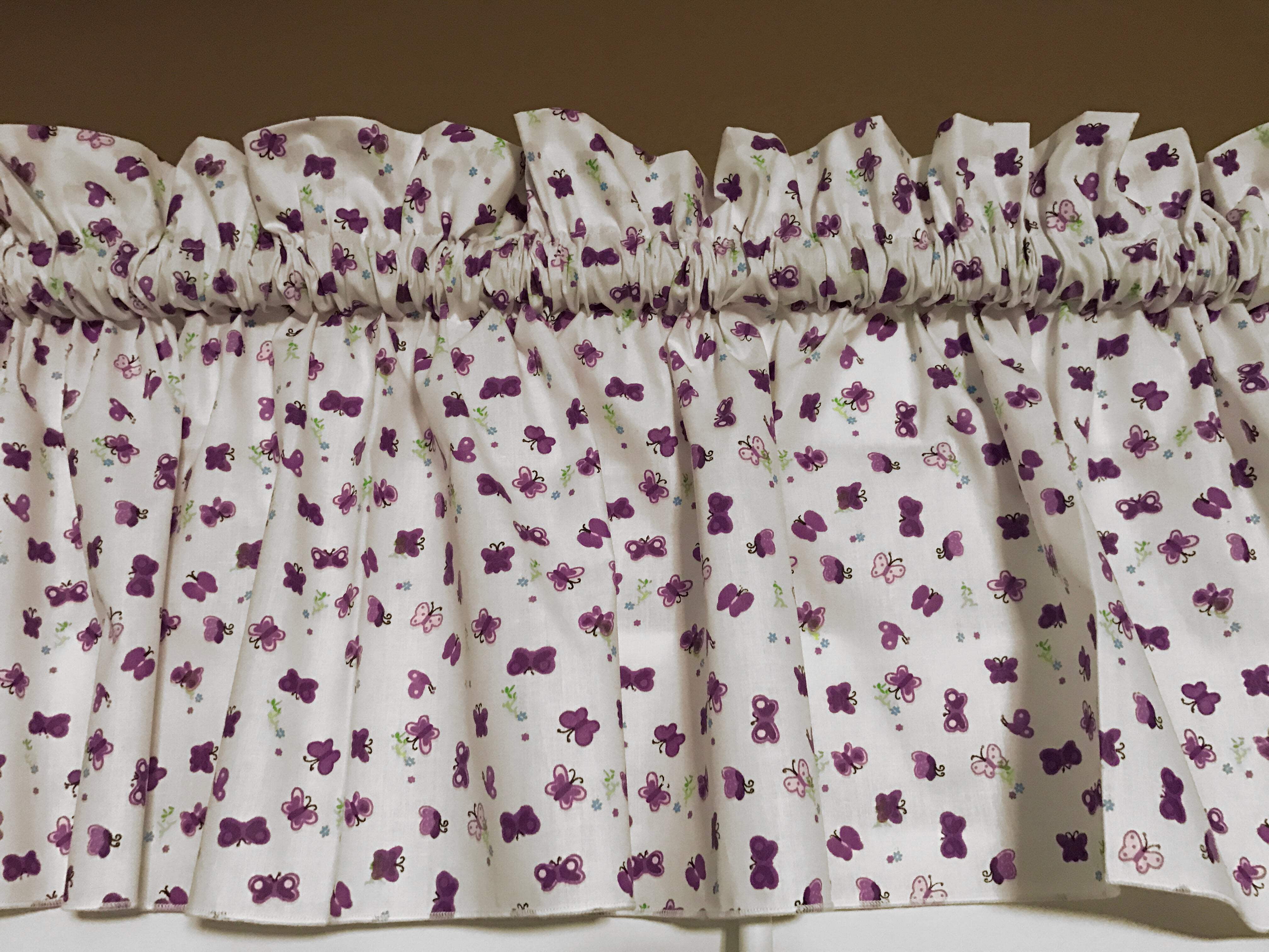 Cotton Window Valance Floral Print 58 Inch Wide Butterfly Purple ...