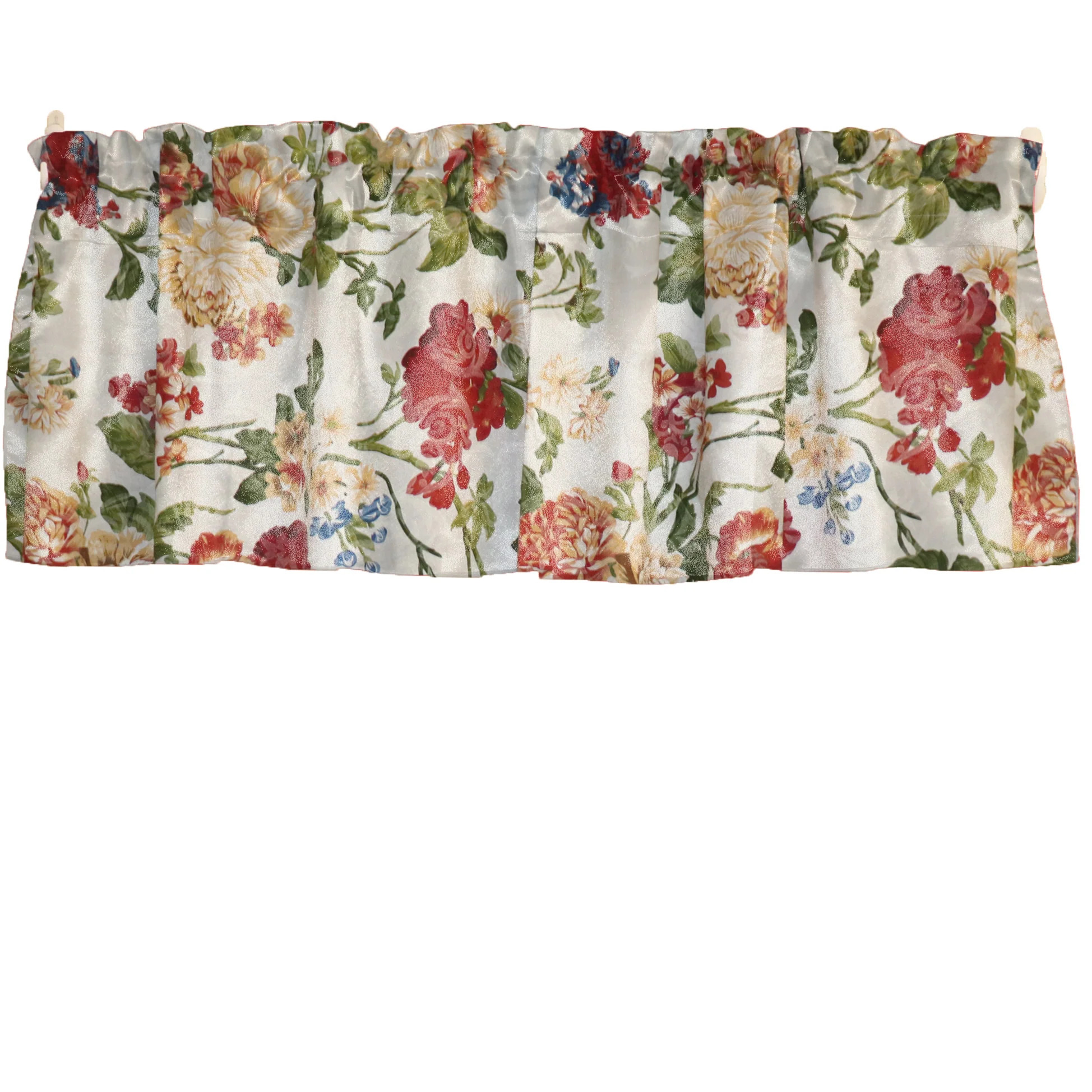 Cotton Window Valance Floral Print 58 Inch Wide Geraniums and Azaleas ...