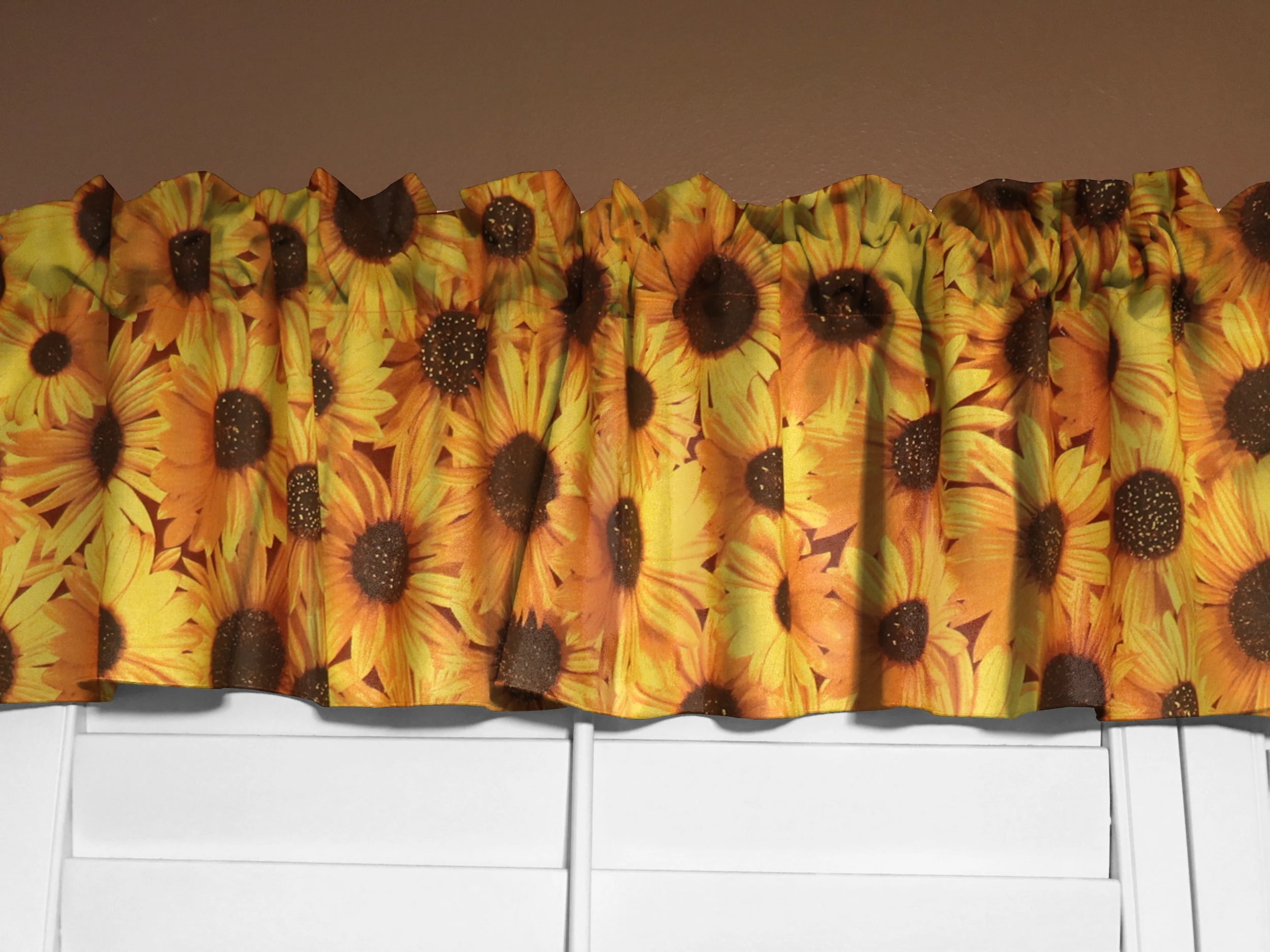 Cotton Window Valance Floral Print 58 Inch Wide Sunflowers Allover ...