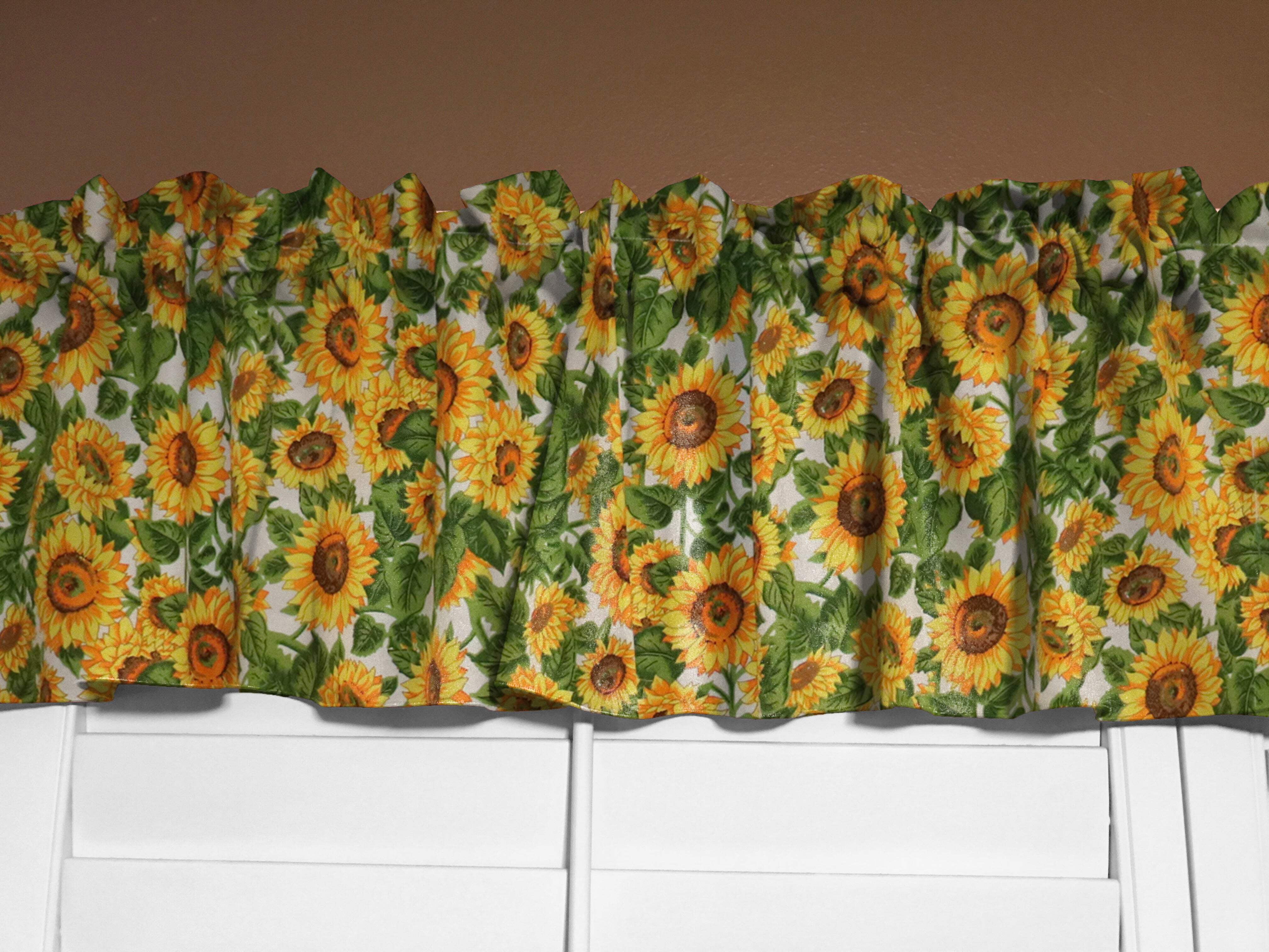 Cotton Window Valance Floral Print 58 Inch Wide Sunflowers Fields ...