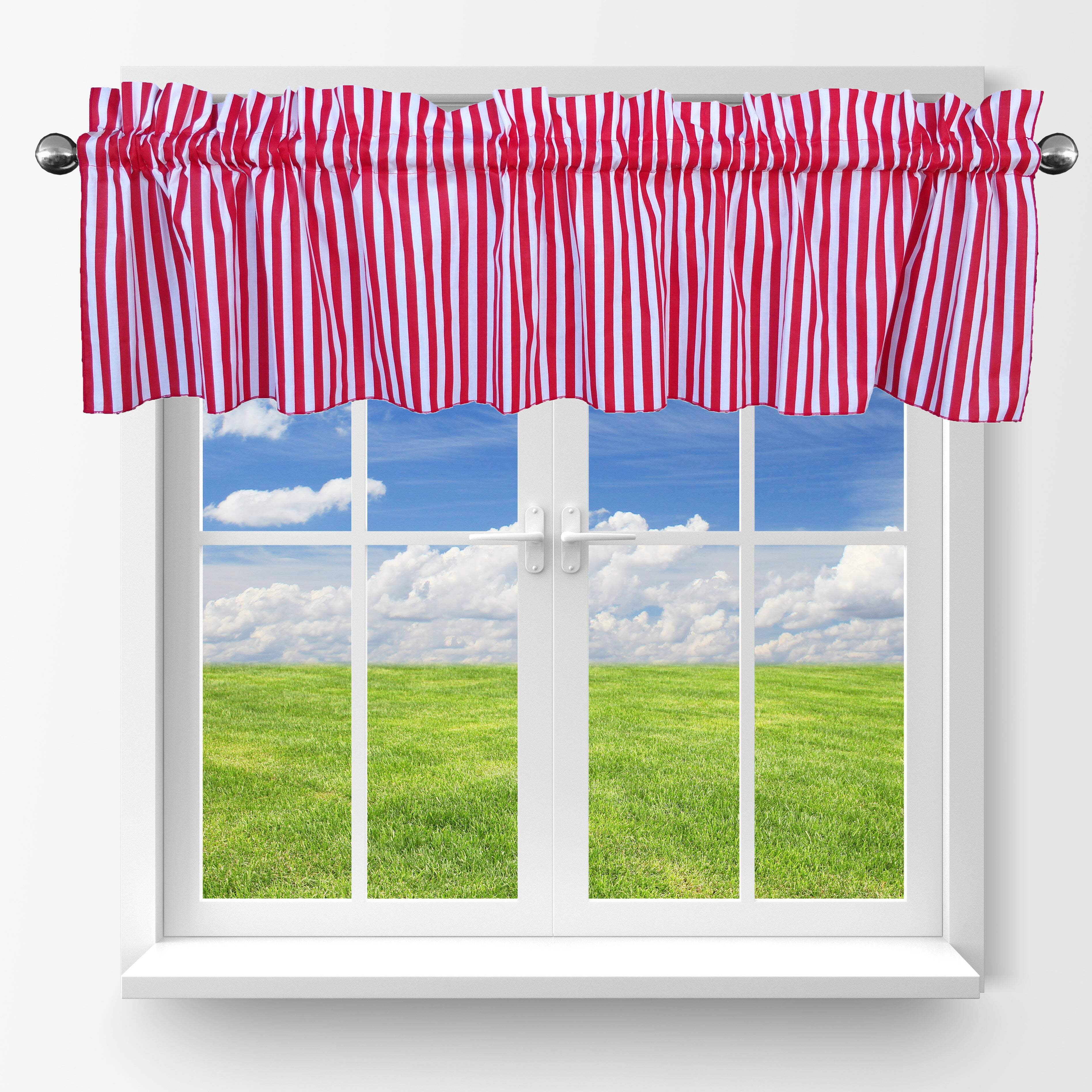 Cotton Window Valance Stripe Print 58 Inch Wide / 1/2 Inch Stripe Red ...