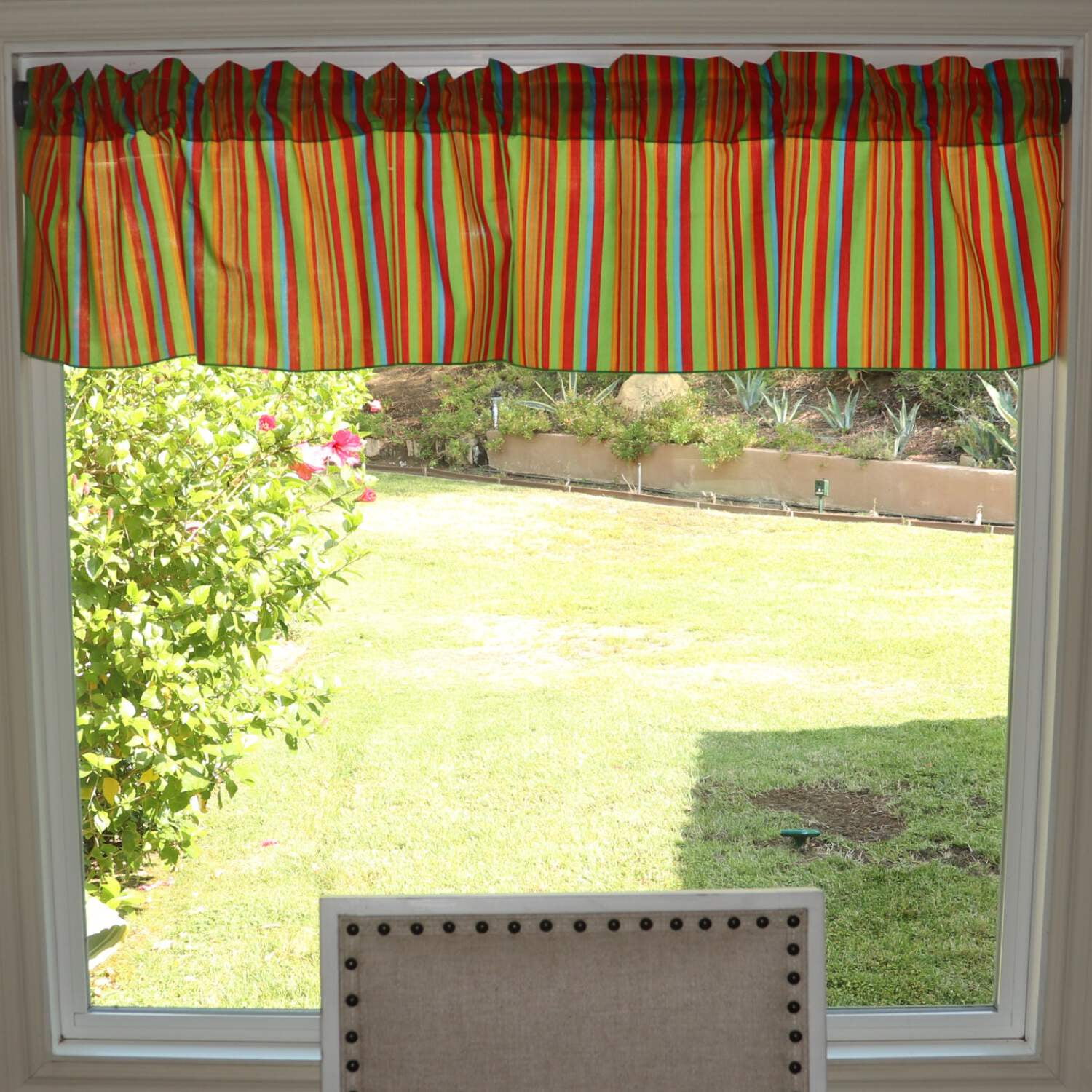 Cotton Window Valance Stripe Print 58 Inch Wide / Multi Stripes Green ...