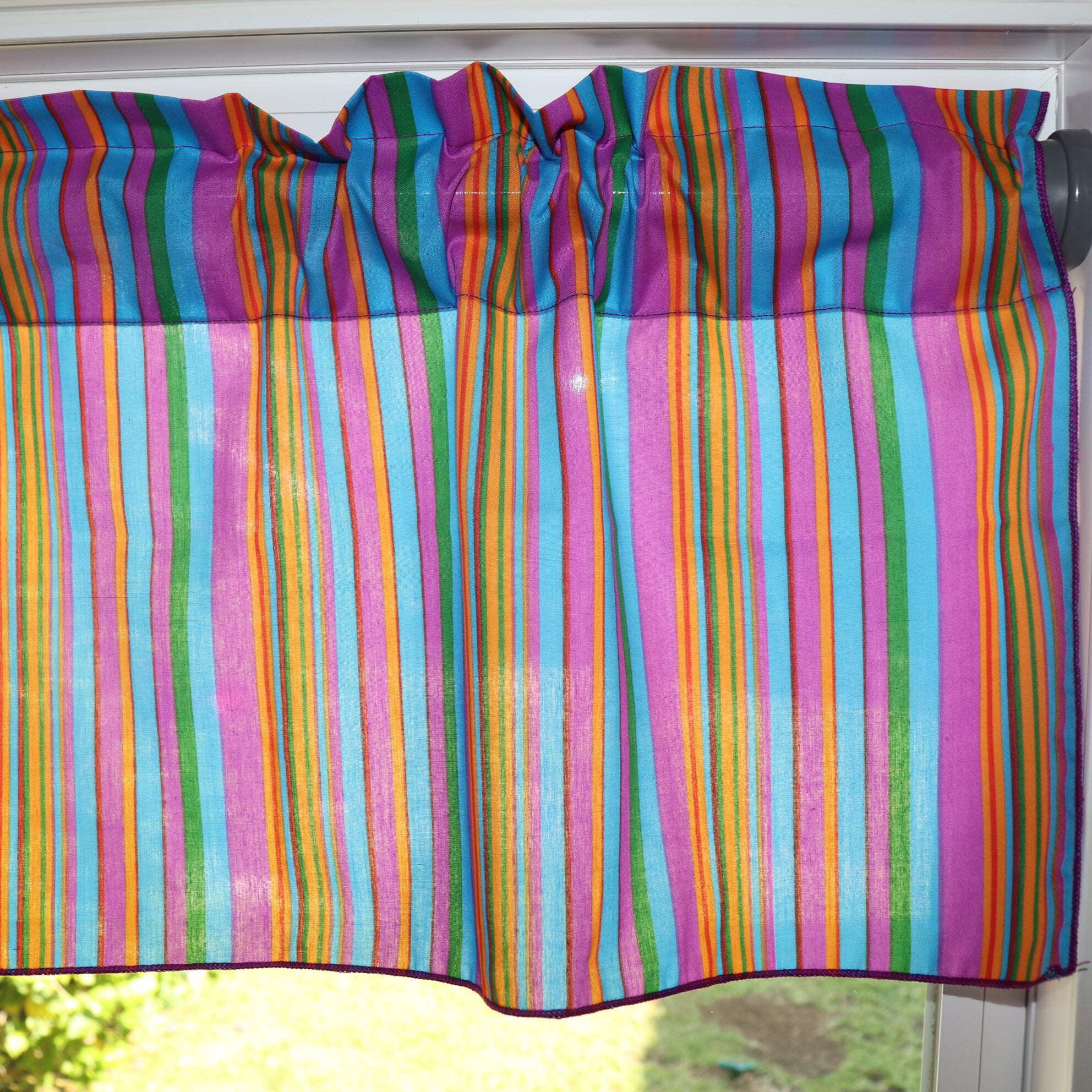 Cotton Window Valance Stripe Print 58 Inch Wide / Multi Stripes Purple ...