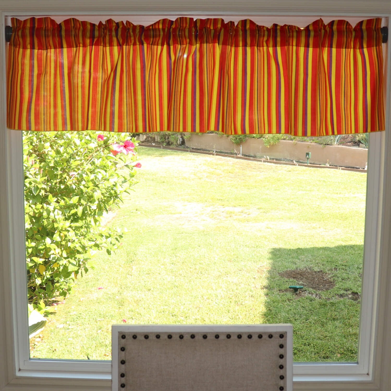 Cotton Window Valance Stripe Print 58 Inch Wide / Multi Stripes Yellow ...
