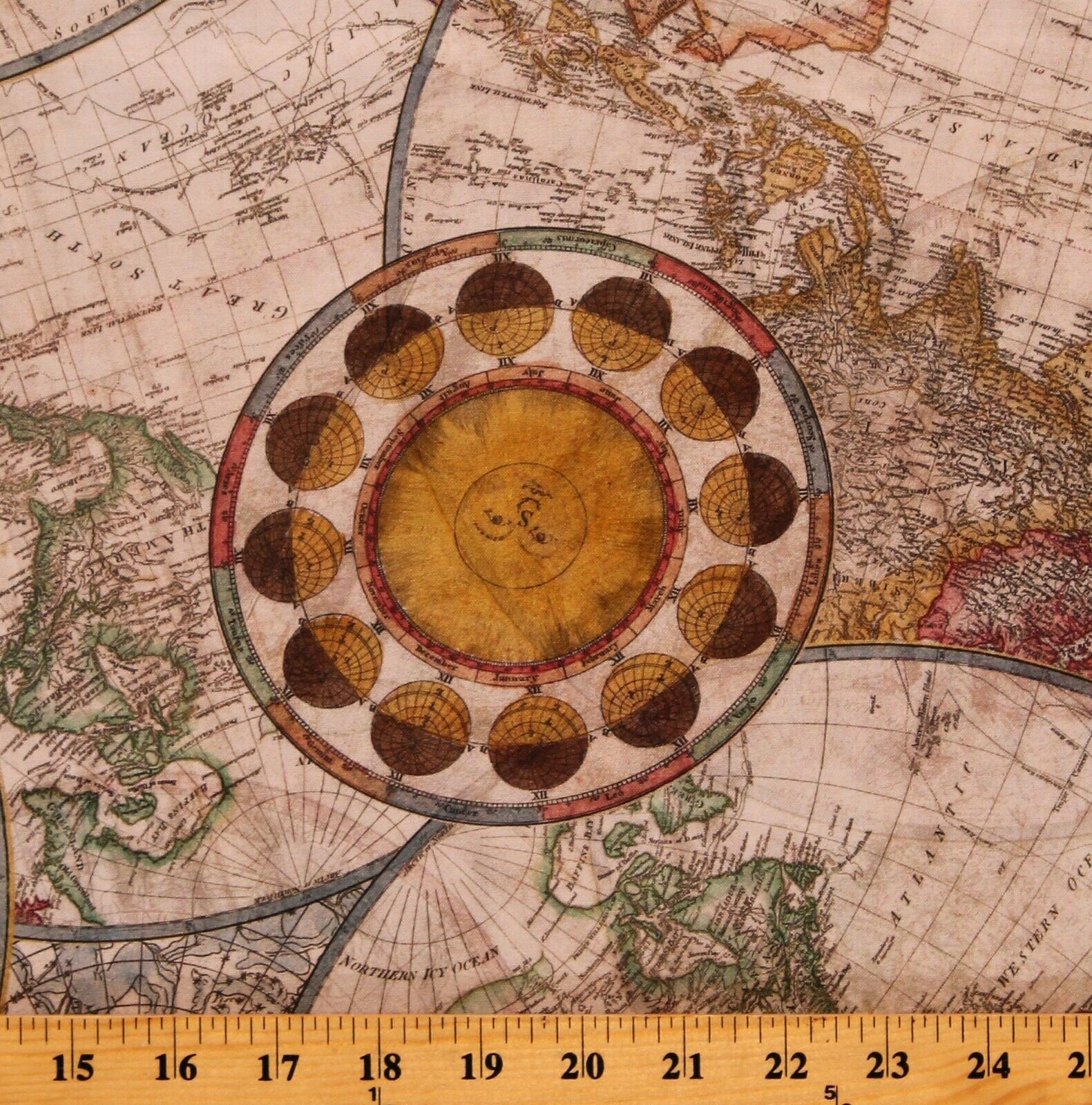 Cotton World Maps Globes Antique Vintage Atlas Astrology Charts Library ...