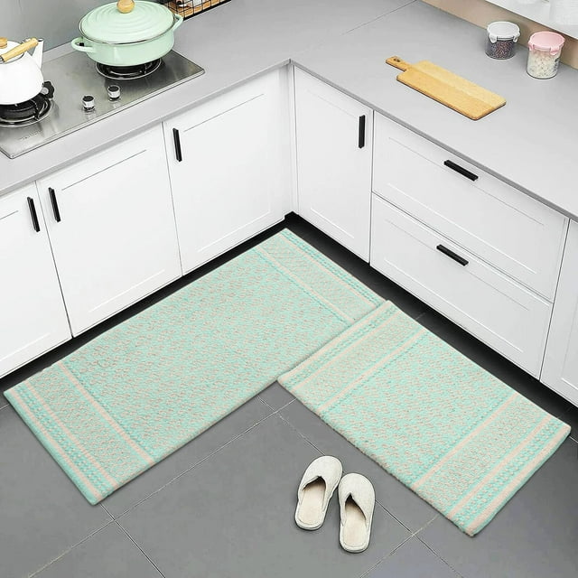 Cotton Woven Anti-Fatigue Cushioned Kitchen Mat Runner Set Working Mats ...