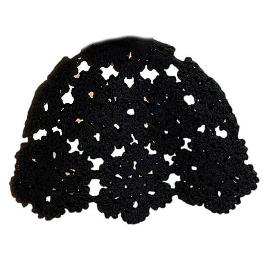 Cotton Yarn Crochet Brimless Hat with Hollowout Flower Designs for ...
