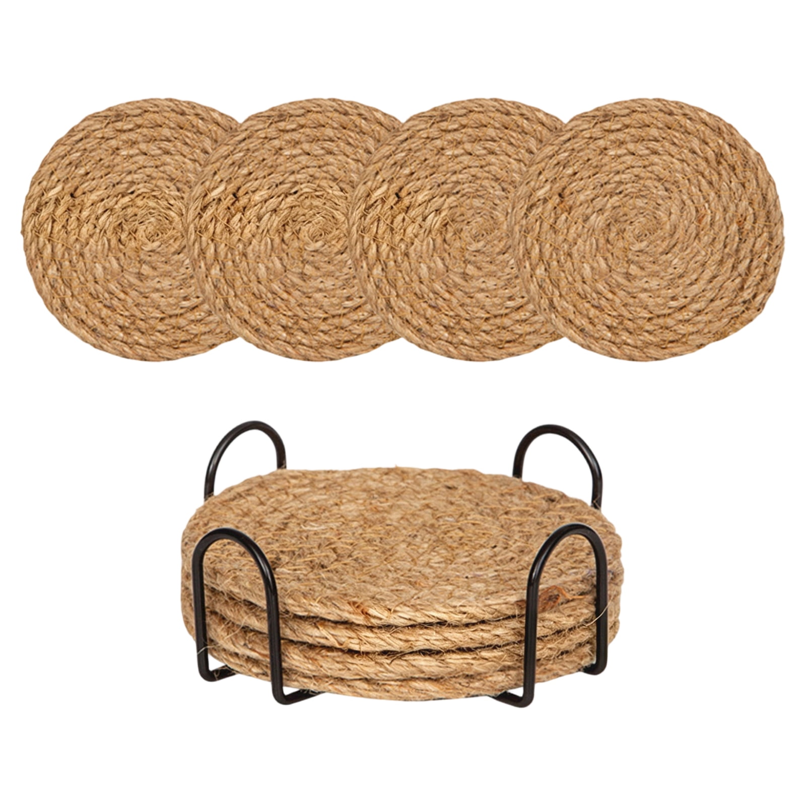 Cotton Yarn Round Woven Placemats with Iron Holder Heat Resistant ...