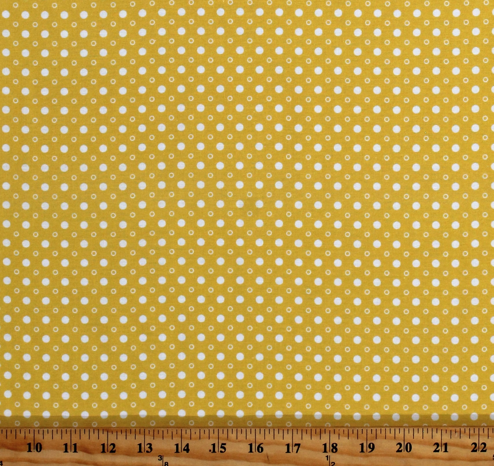 Cotton Yellow Polka Dots Rings Circles 1930's Basics Historical Reproduction Depression Era ...
